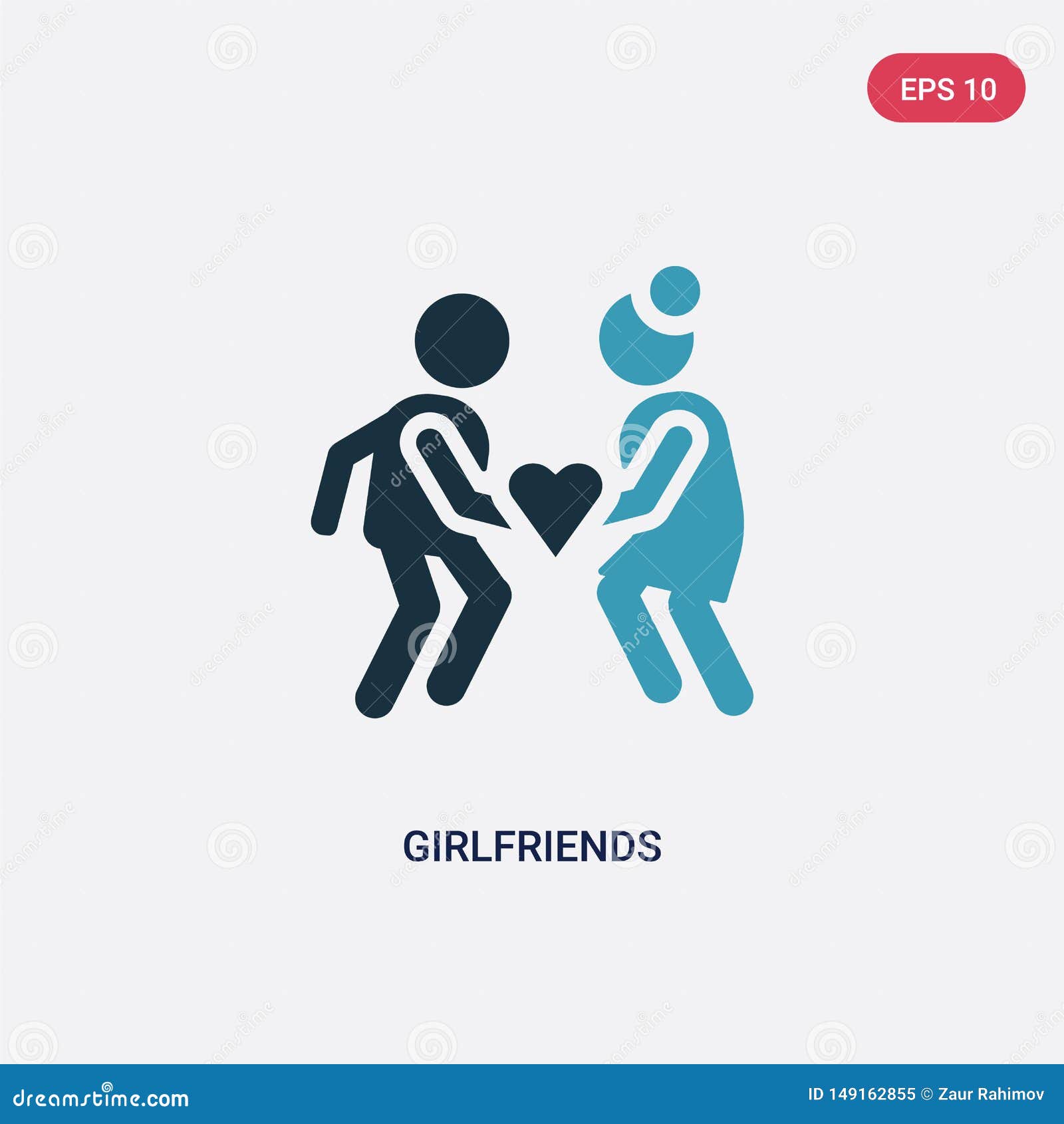 Two Color Girlfriends Vector Icon From People Concept Isolated Blue Girlfriends Vector Sign