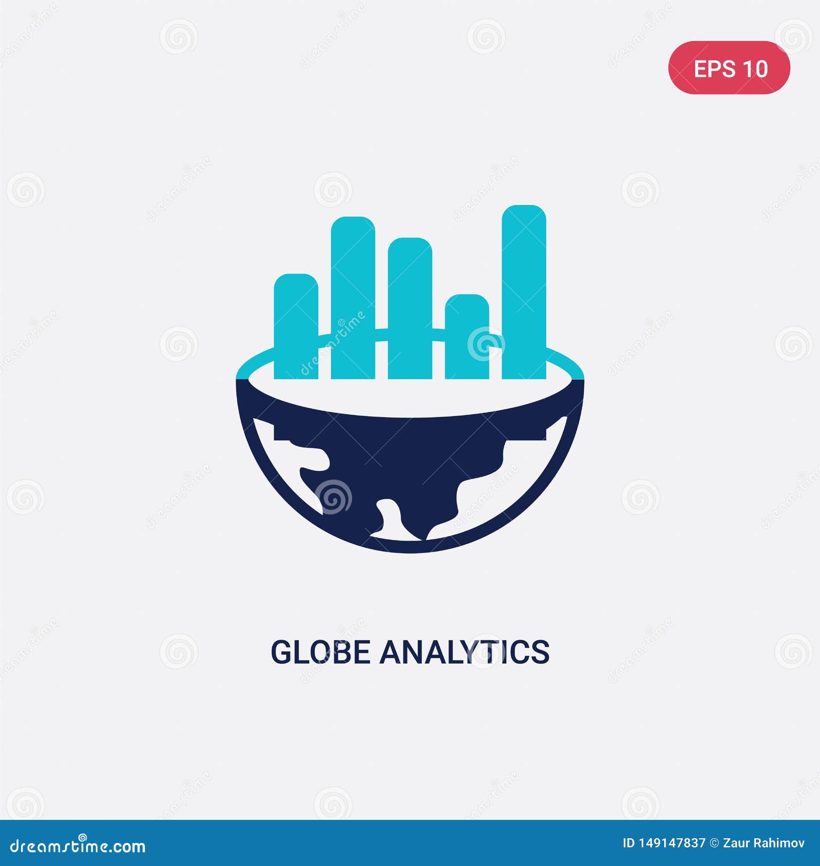 Two Color Globe Analytics Vector Icon from Business Concept. Isolated ...