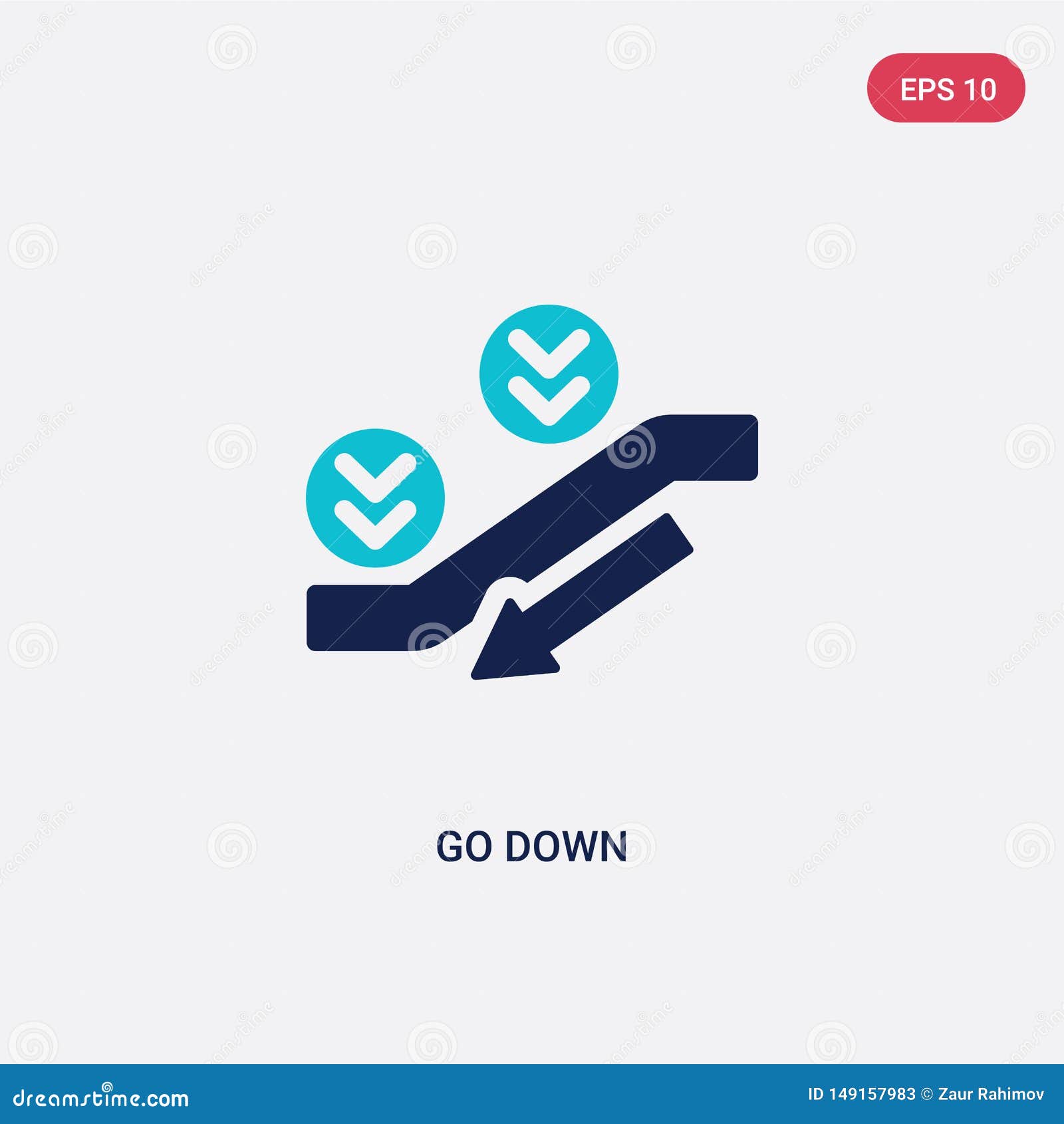 Two Color Go Down Vector Icon from Accommodation Concept. Isolated Blue ...