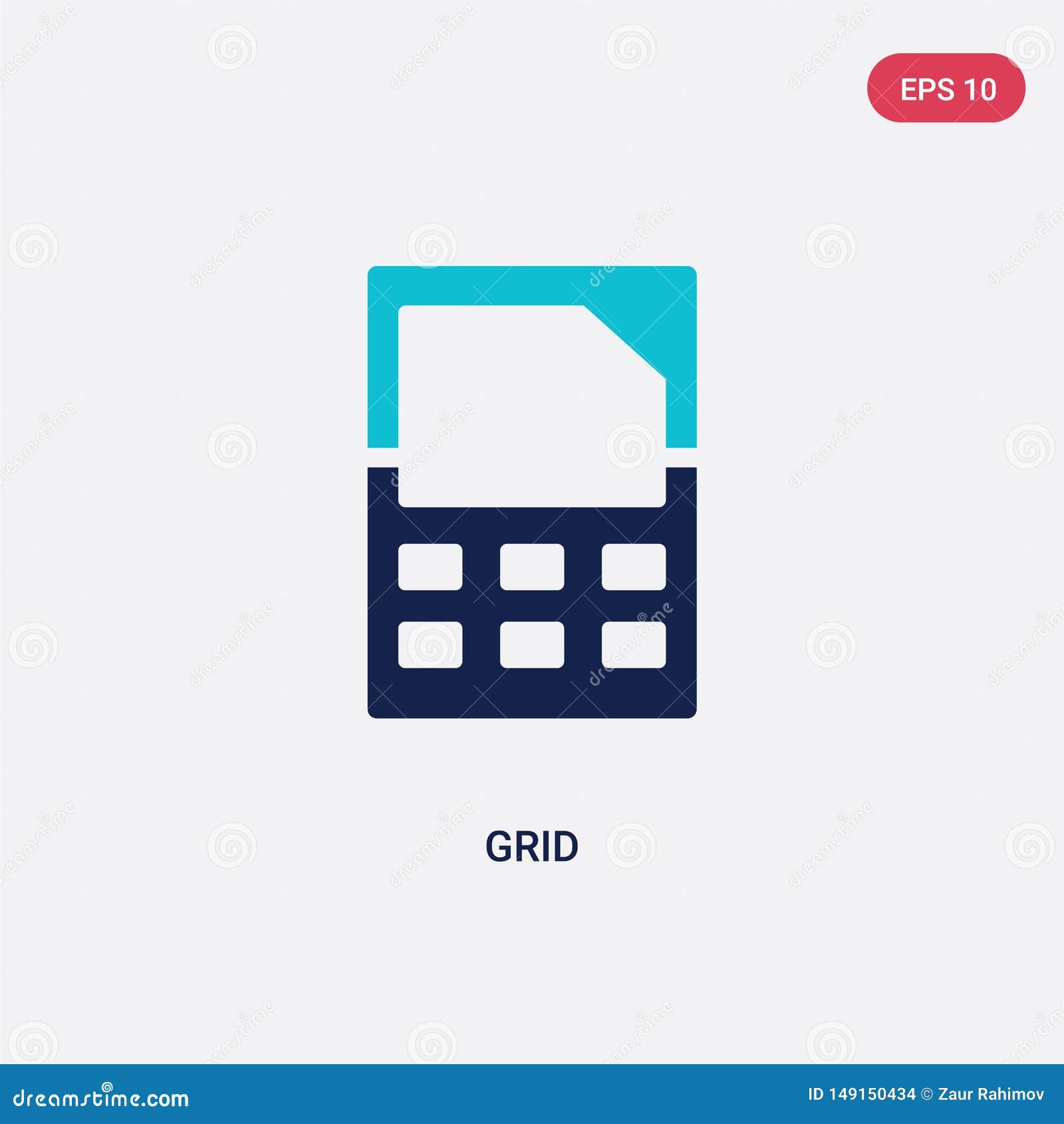 Two Color Grid Vector Icon from Creative Pocess Concept. Isolated Blue ...