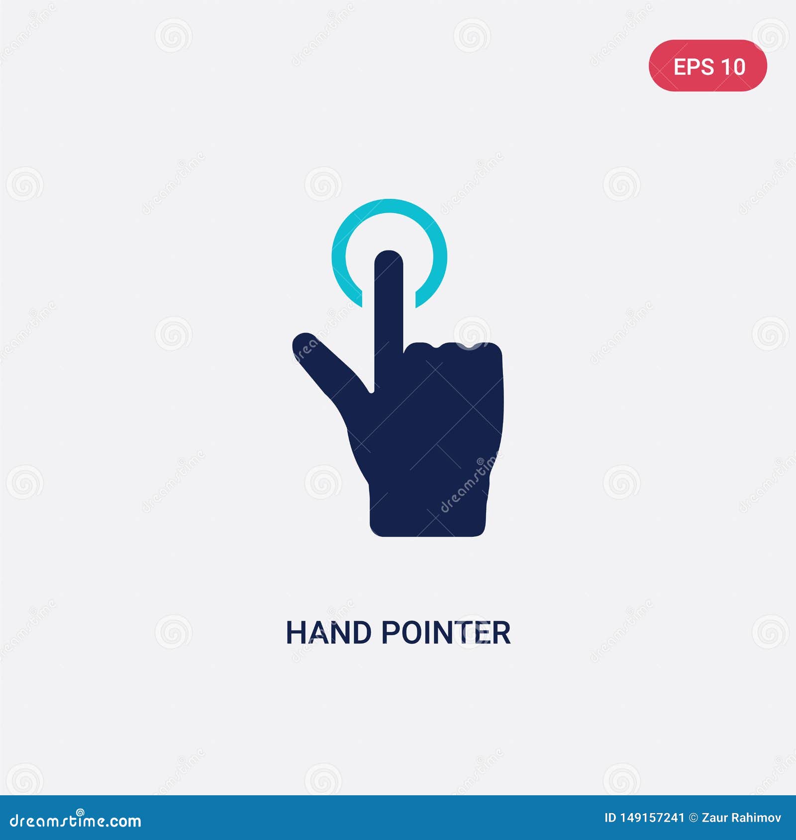 Two Color Hand Pointer Vector Icon from Gestures Concept. Isolated Blue ...