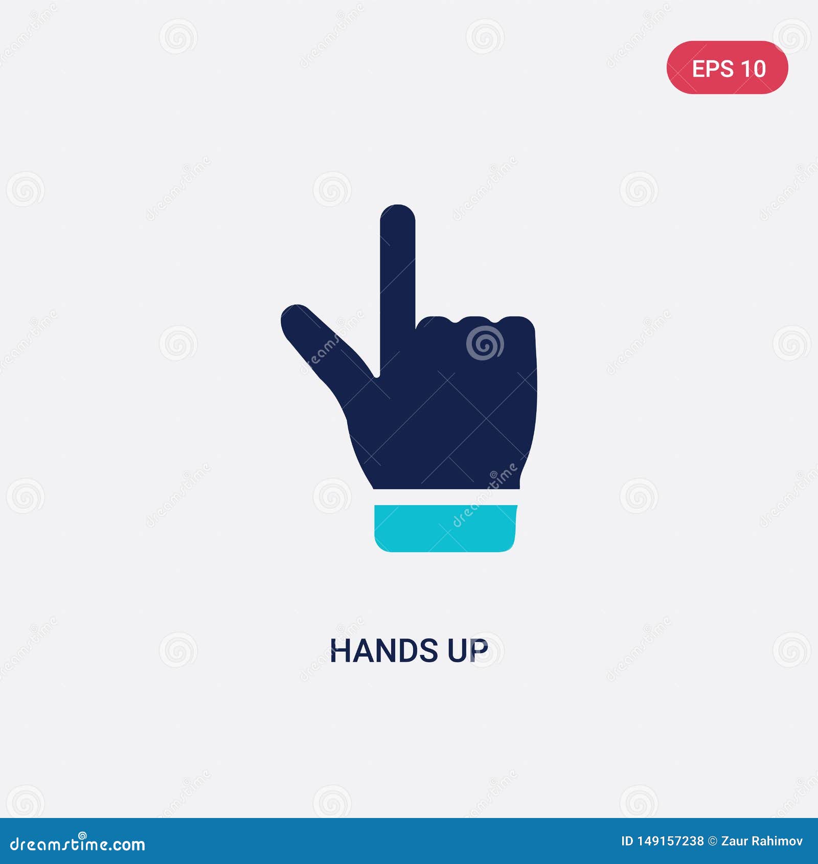 Two Color Hands Up Vector Icon from Gestures Concept. Isolated Blue ...