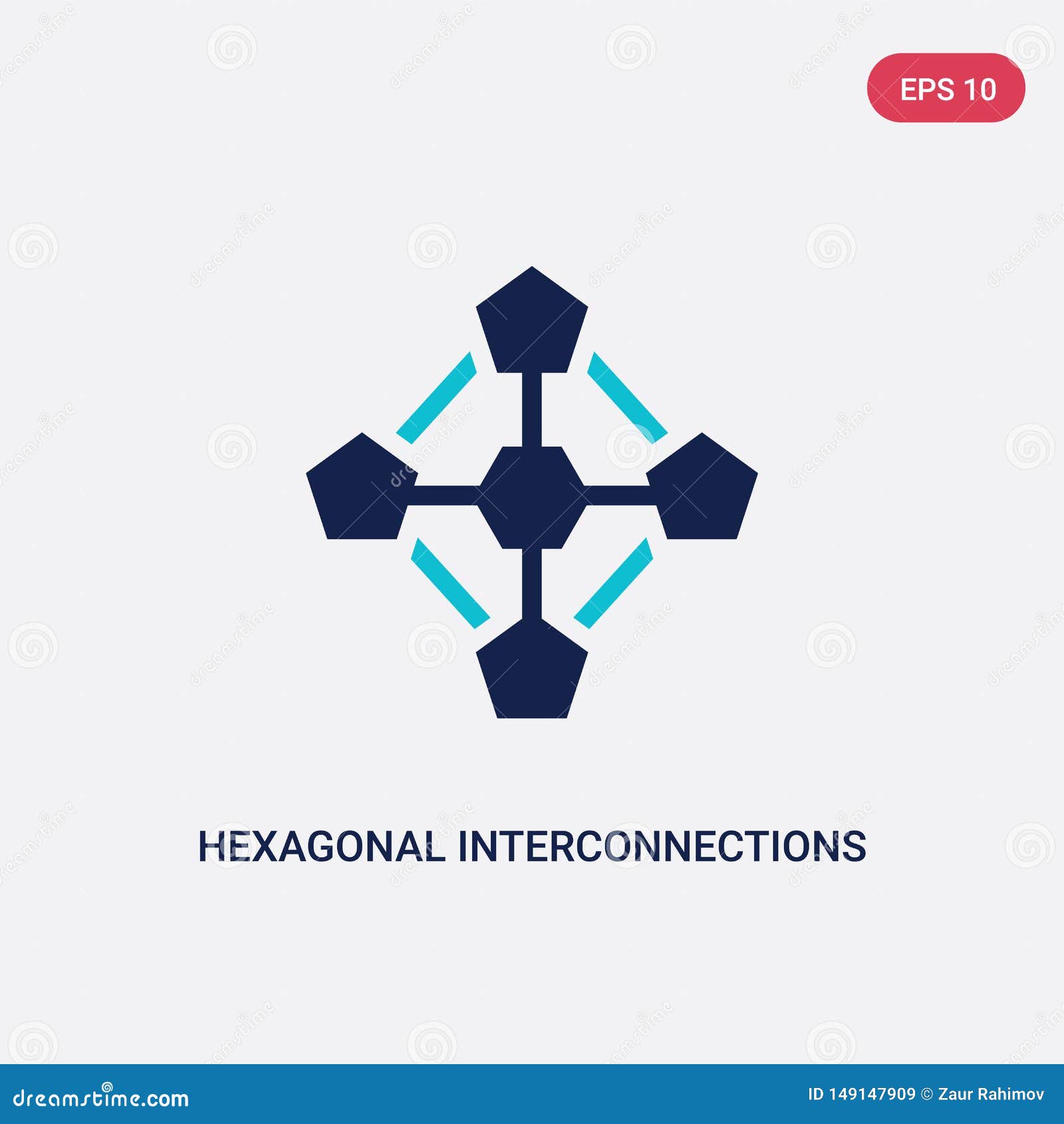 Two Color Hexagonal Interconnections Vector Icon from Business and ...