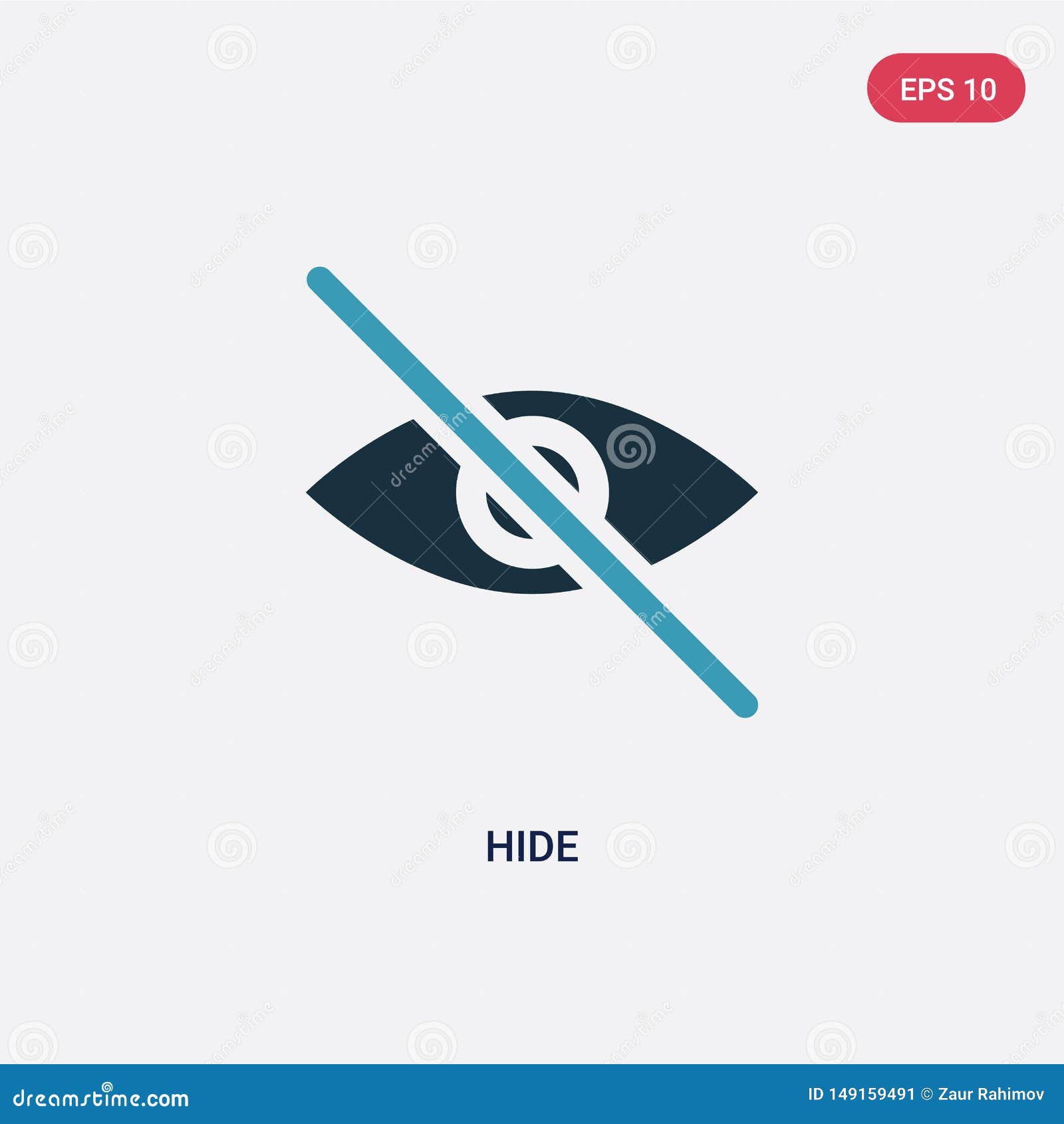 Two Color Hide Vector Icon from Interface Concept. Isolated Blue Hide ...