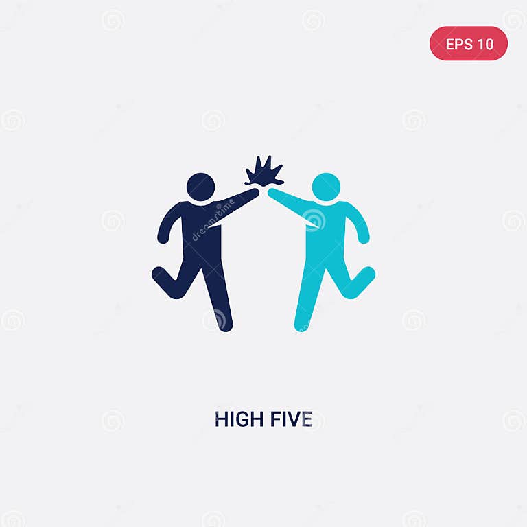 Two Color High Five Vector Icon From Humans Concept Isolated Blue High