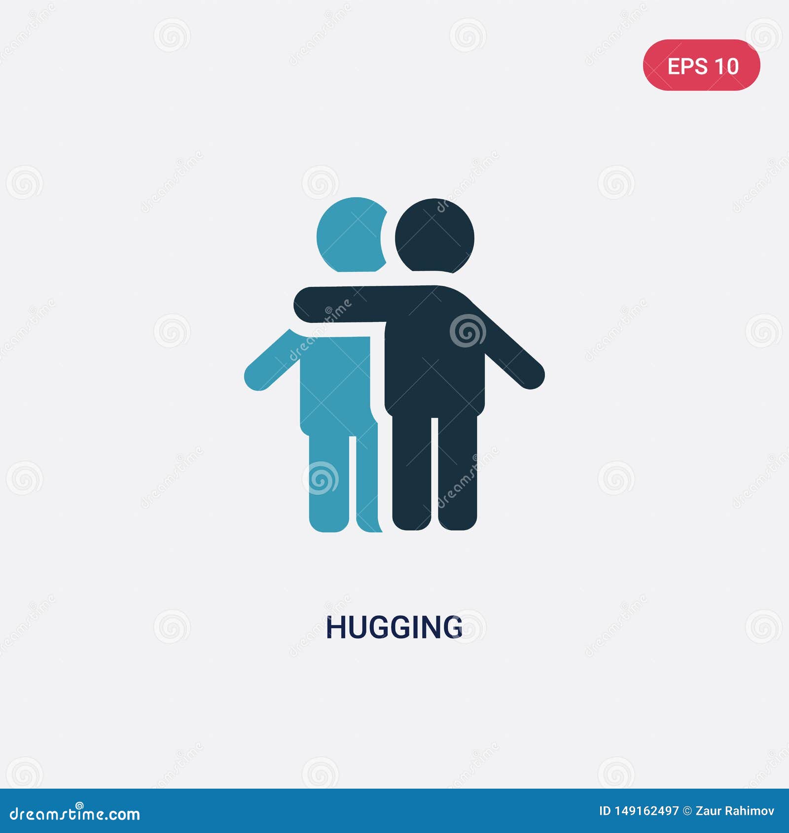 Two Color Hugging Vector Icon From People Concept Isolated Blue
