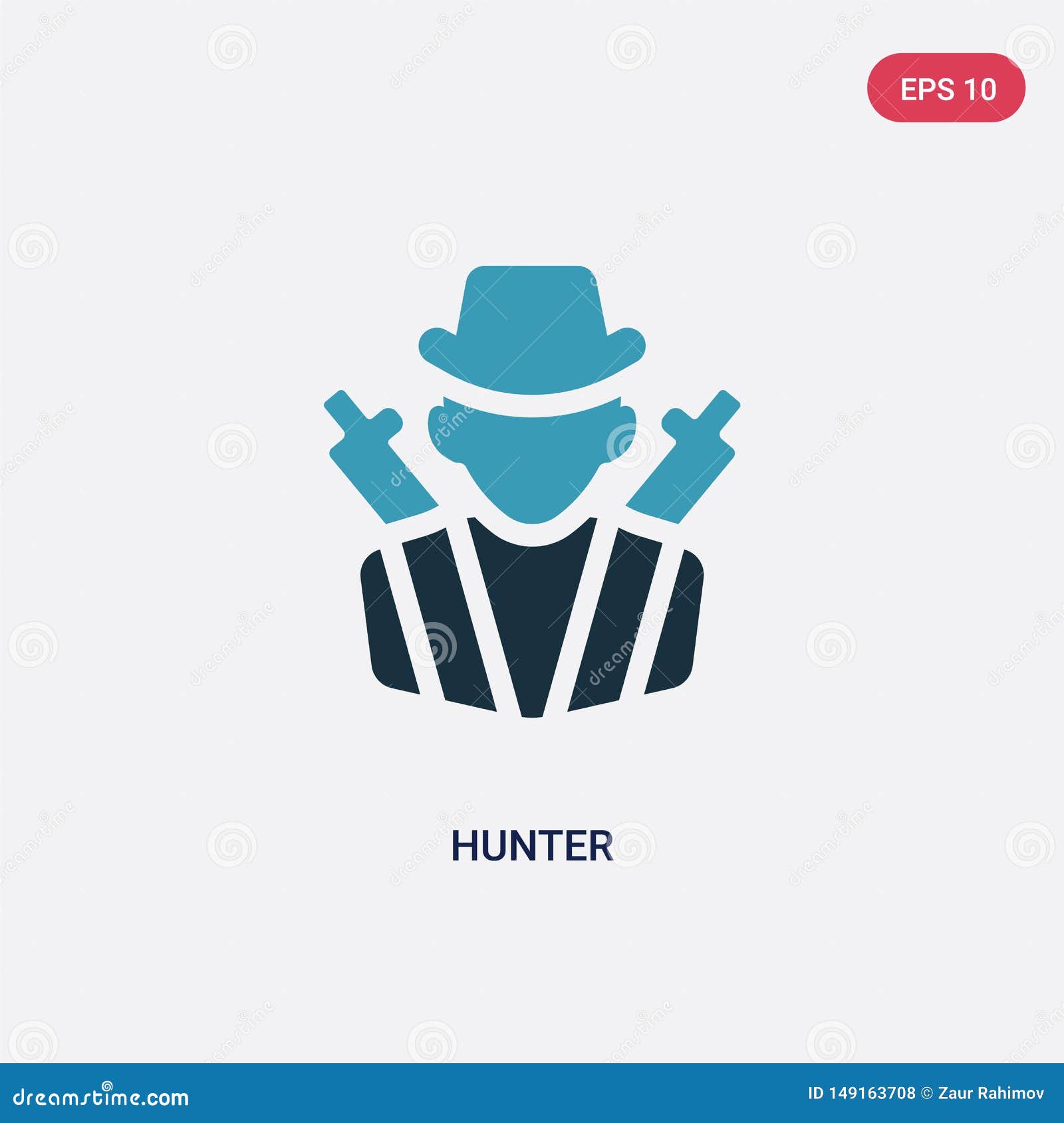 Two Color Hunter Vector Icon from Professions Concept. Isolated Blue ...