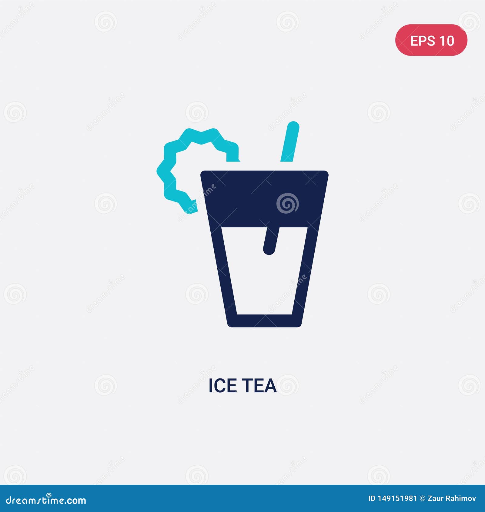 Two Color Ice Tea Vector Icon from Drinks Concept. Isolated Blue Ice ...