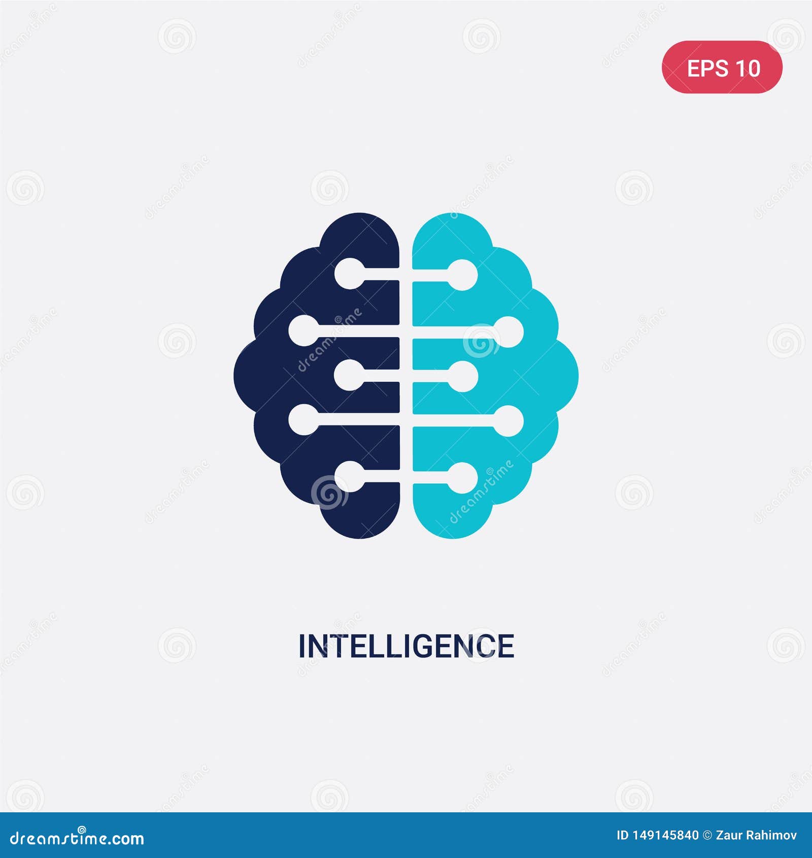 Two Color Intelligence Vector Icon from Big Data Concept. Isolated Blue ...
