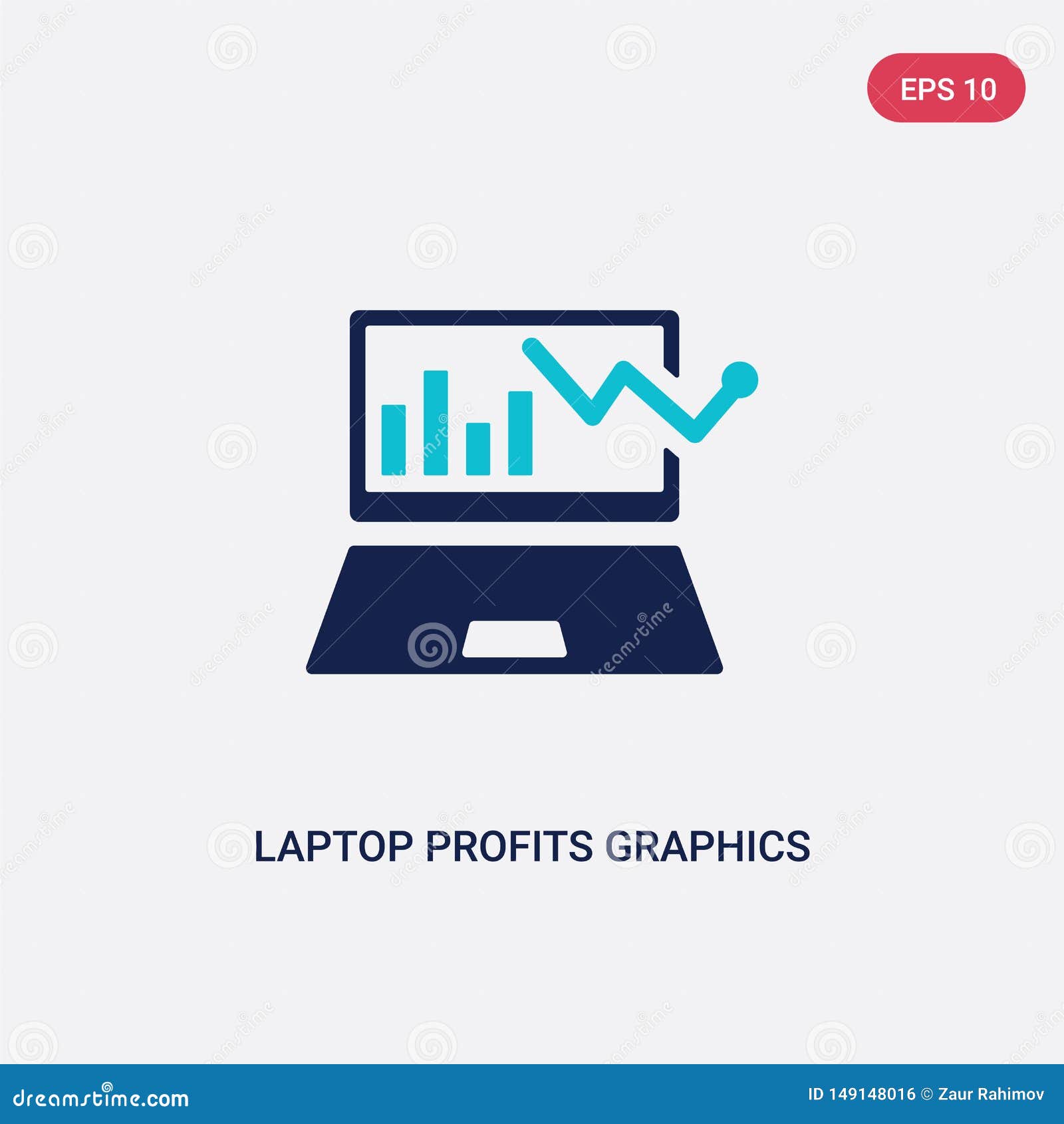 Two Color Laptop Profits Graphics Vector Icon from Business and ...