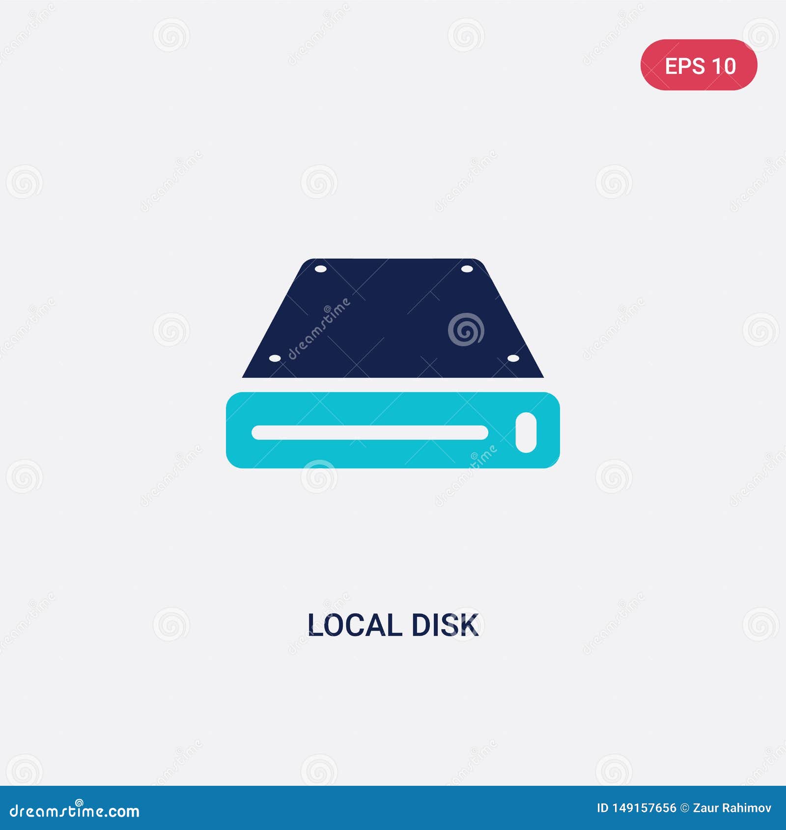 Two Color Local Disk Vector Icon from Hardware Concept. Isolated Blue ...
