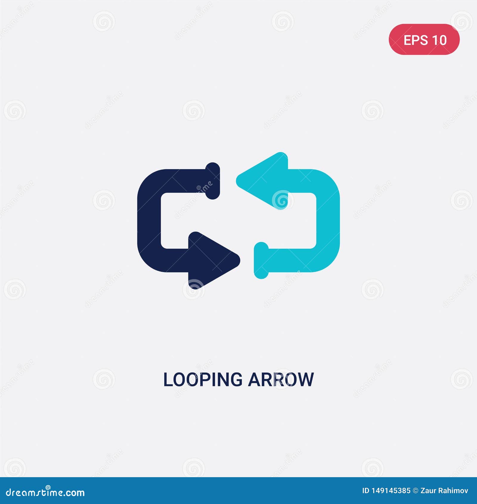 Two Color Looping Arrow Vector Icon from Arrows Concept. Isolated Blue ... Two Color Looping Arrow Vector Icon from Arrows Concept. Isolated Blue ...