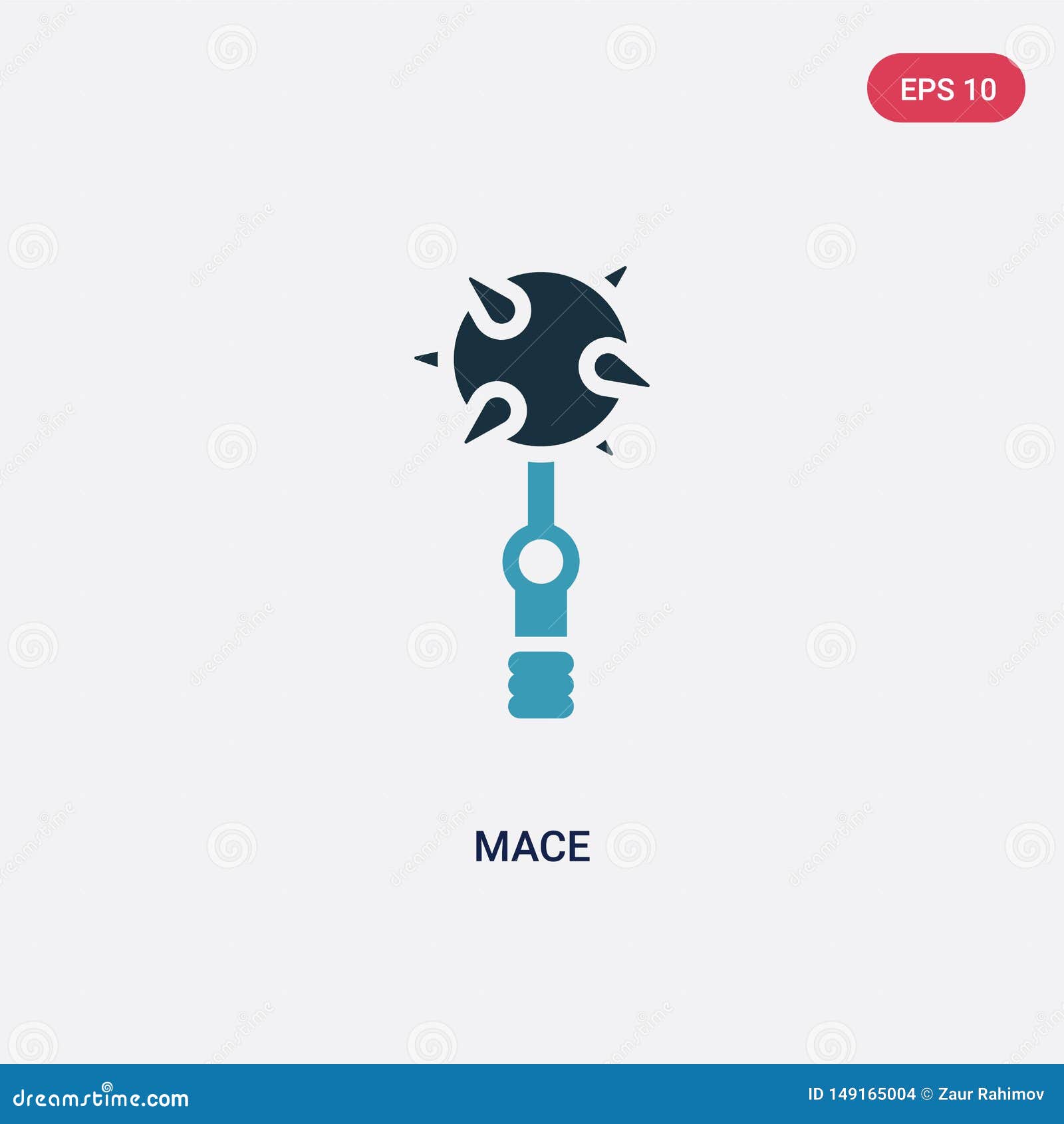 Mace Vector Icon In 6 Different Modern Styles. Black, Two Colored Mace ...