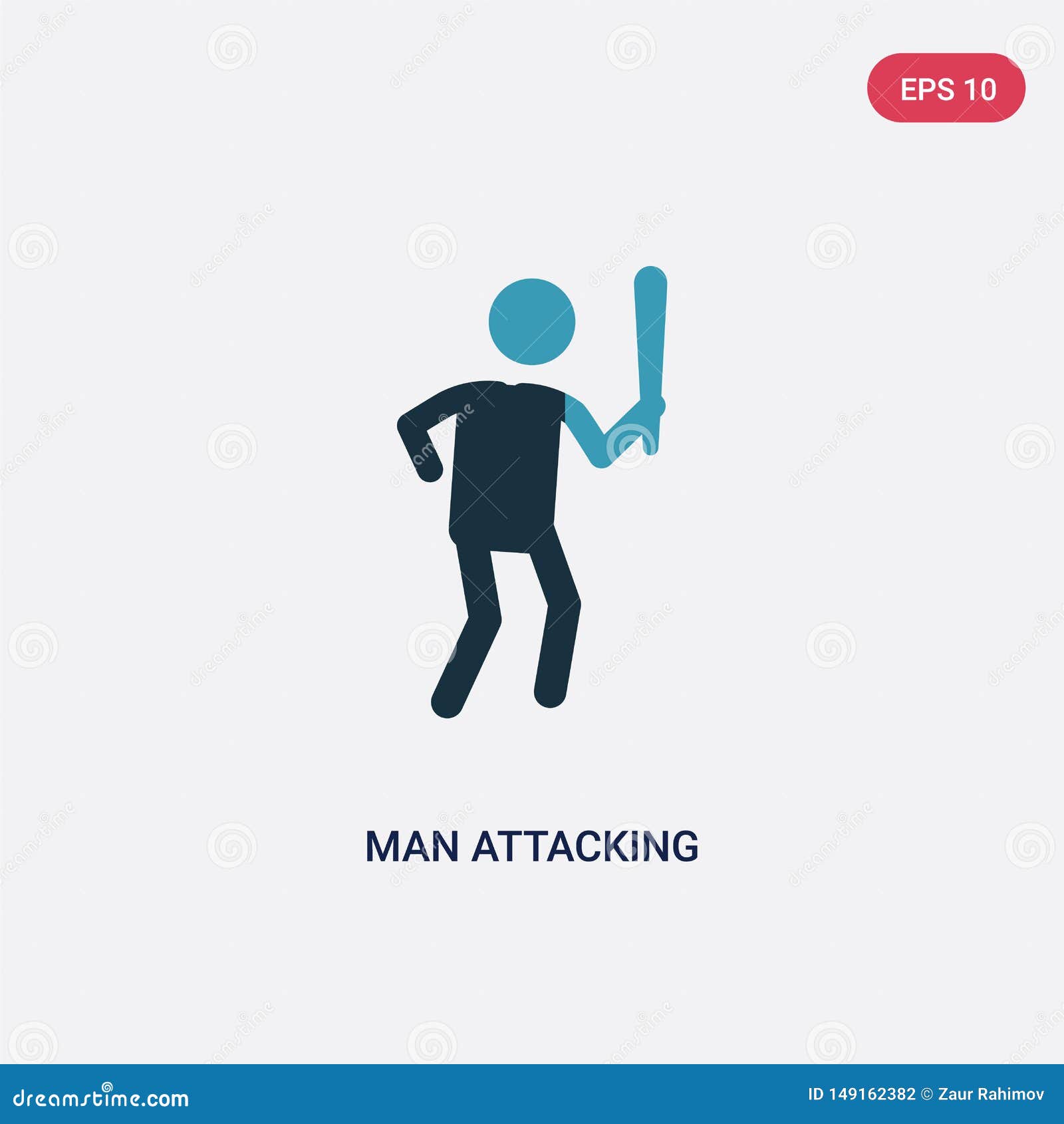 Two Color Man Attacking Vector Icon from People Concept. Isolated Blue ...