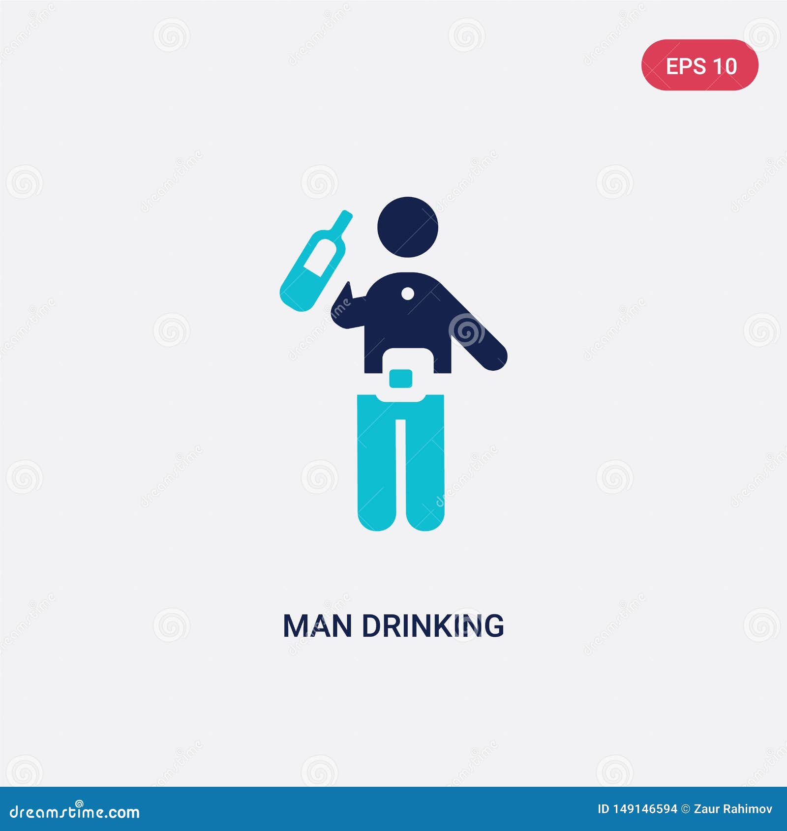 Two Color Man Drinking Vector Icon from Behavior Concept. Isolated Blue ...