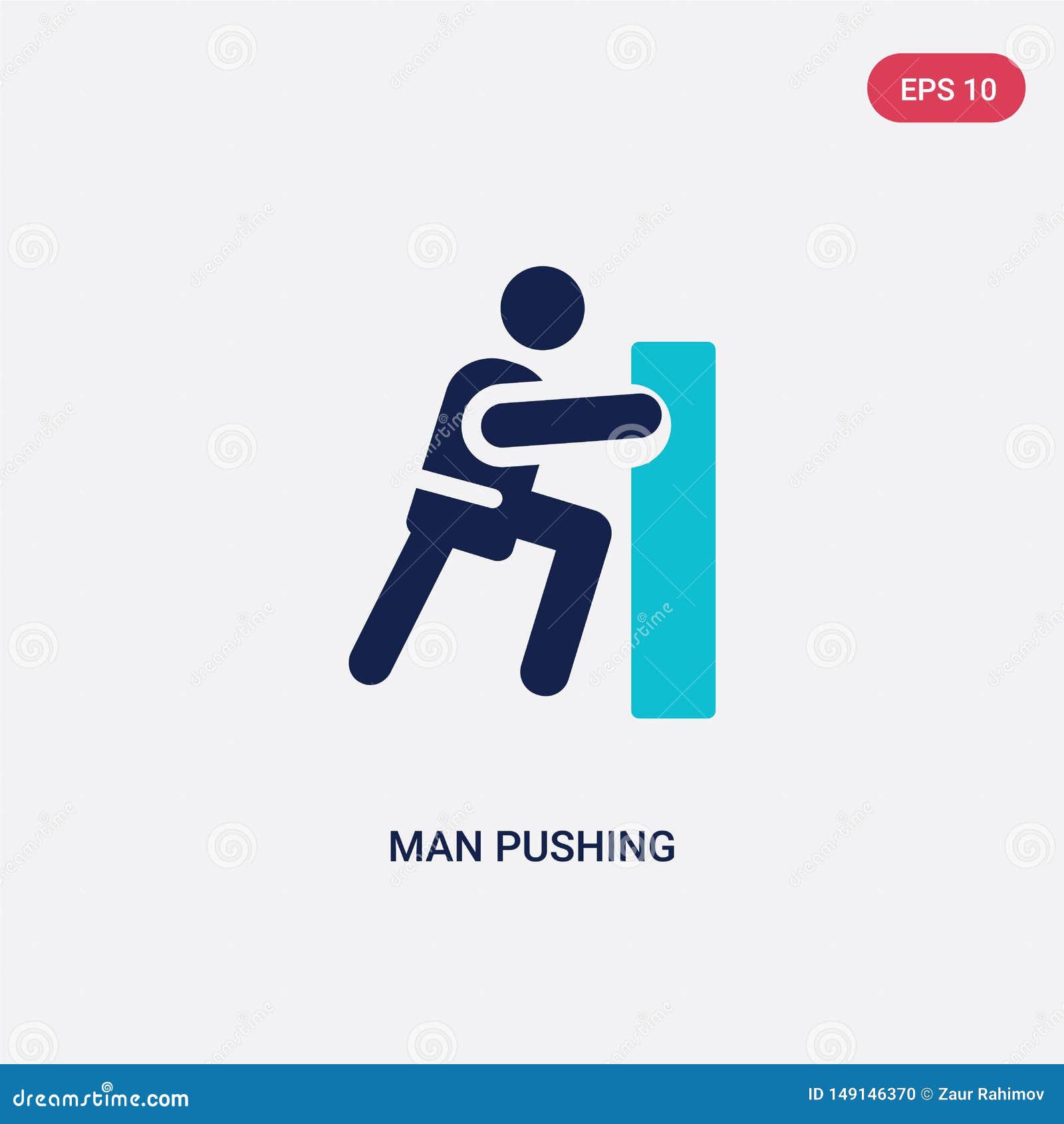 Two Color Man Pushing Vector Icon from Behavior Concept. Isolated Blue ...