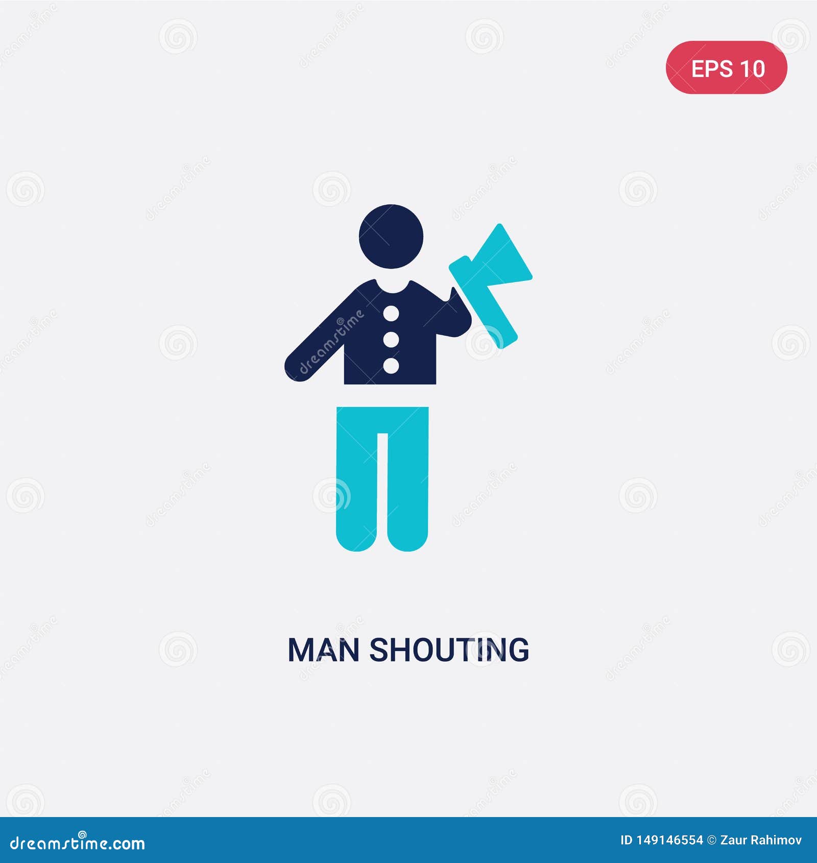 Two Color Man Shouting Vector Icon from Behavior Concept. Isolated Blue ...