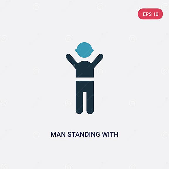 Two Color Man Standing With Arms Up Vector Icon From People Concept