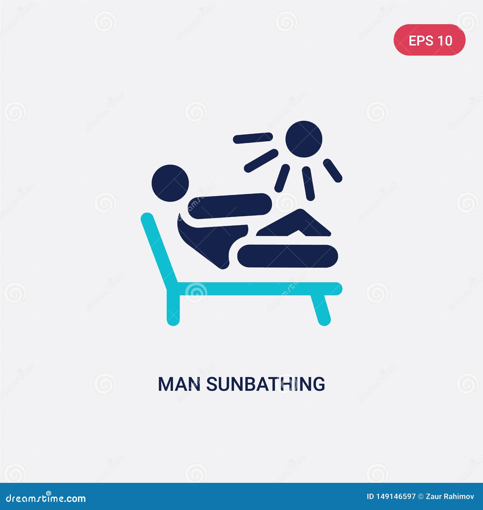 Two Color Man Sunbathing Vector Icon from Behavior Concept. Isolated ...