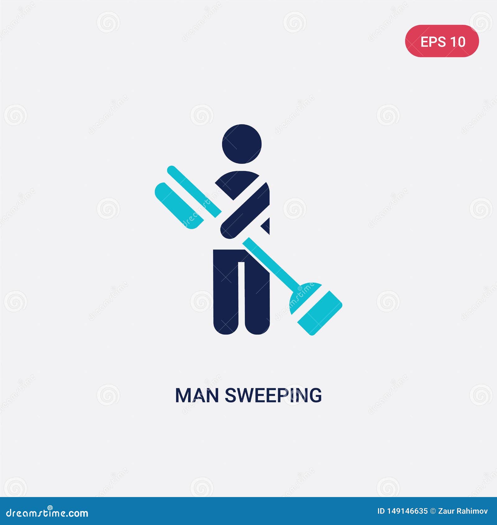 Two Color Man Sweeping Vector Icon from Behavior Concept. Isolated Blue ...