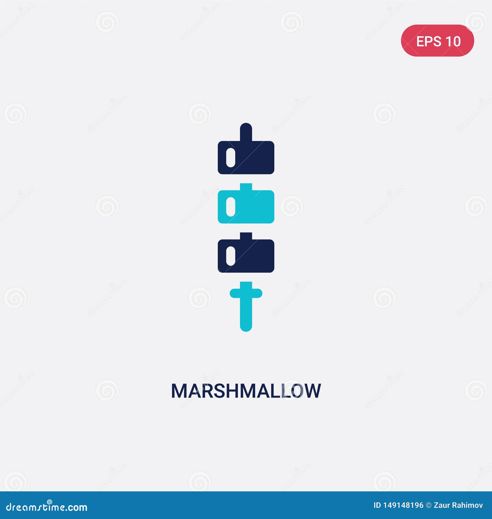 Two Color Marshmallow Vector Icon from Camping Concept. Isolated Blue ...