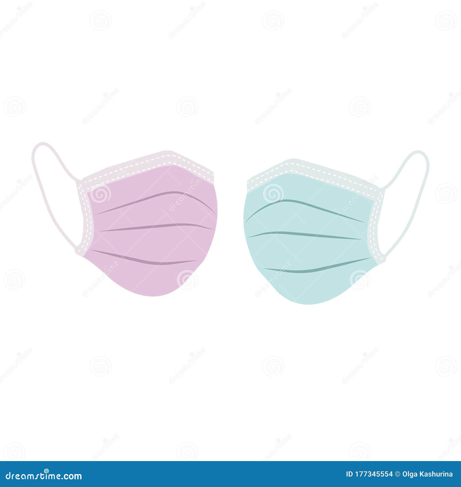 Two Color Medical Masks in Isolated Vector Stock Vector - Illustration ...