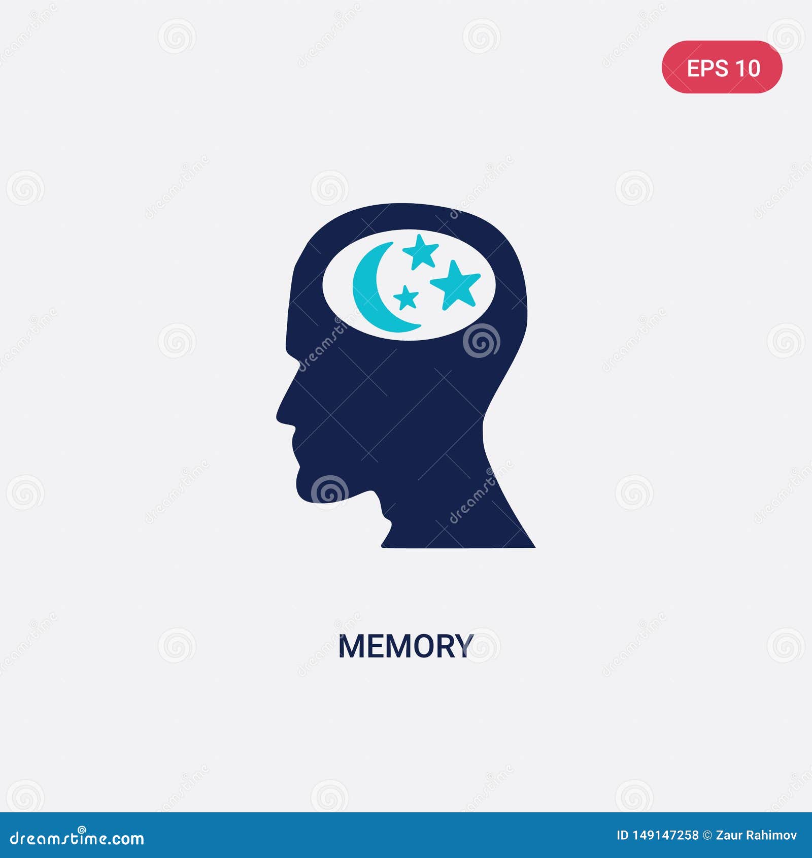 Two Color Memory Vector Icon from Brain Process Concept. Isolated Blue ...