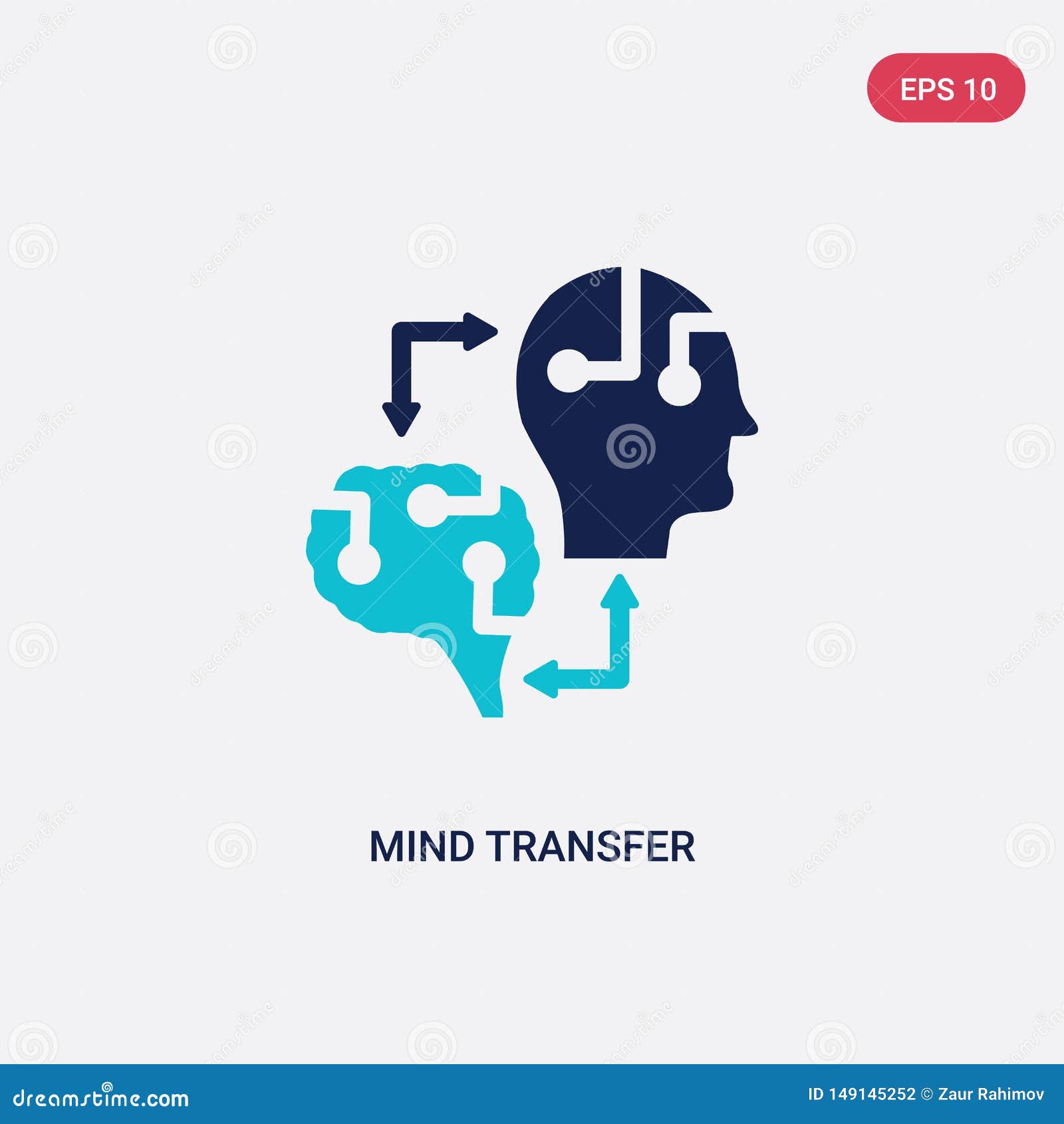Two Color Mind Transfer Vector Icon from Artificial Intellegence ...