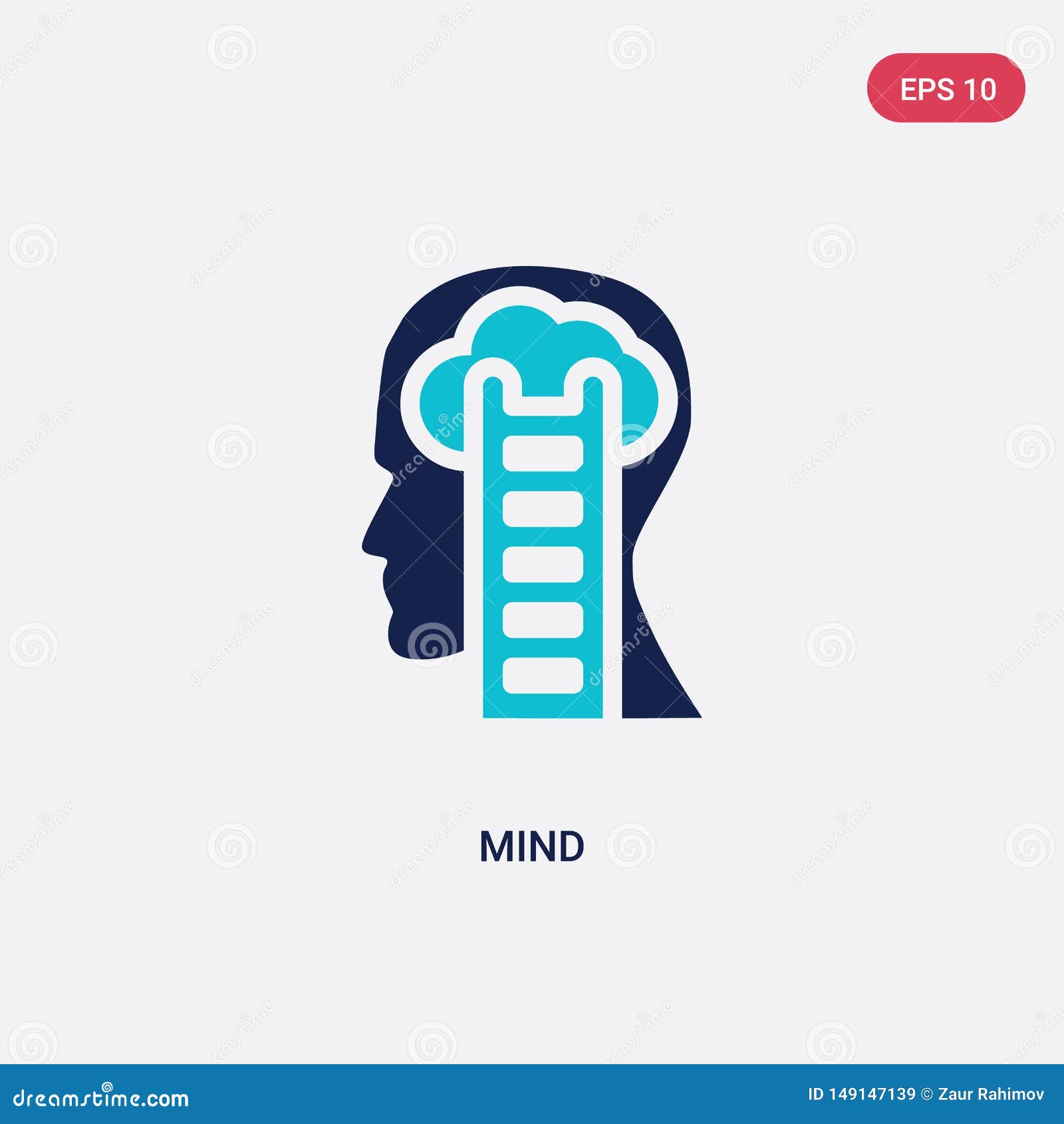 Two Color Mind Vector Icon from Brain Process Concept. Isolated Blue ...