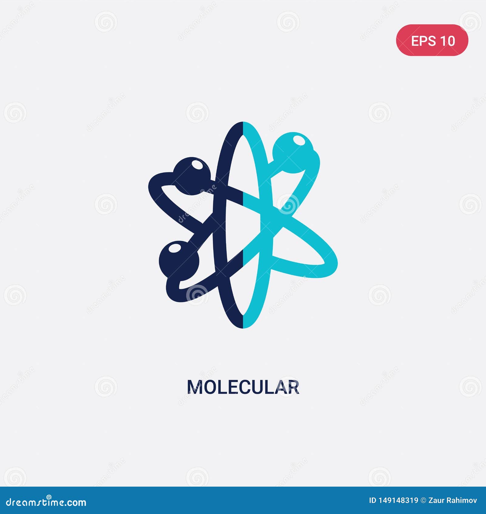 Two Color Molecular Vector Icon from Chemistry Concept. Isolated Blue ...