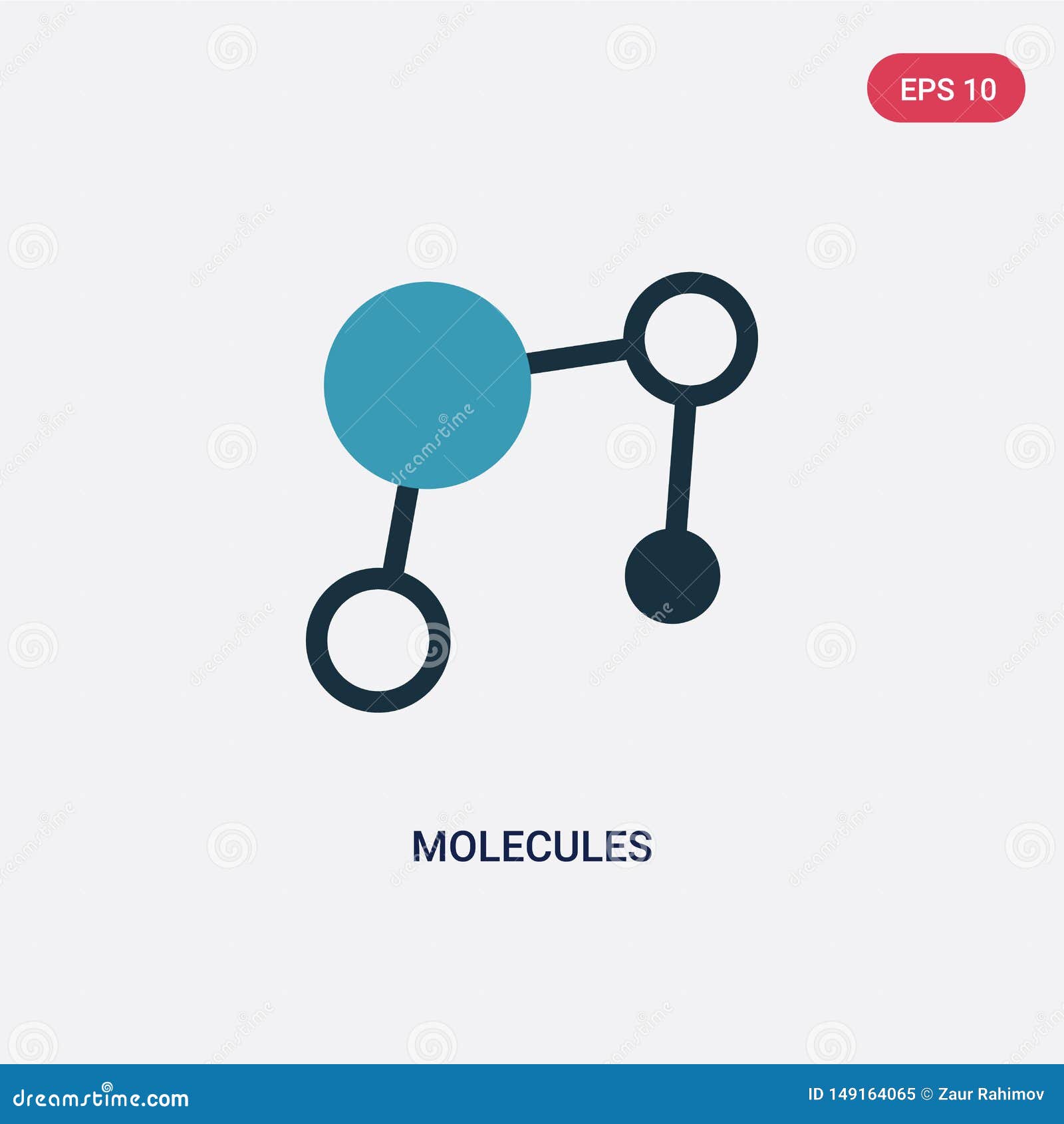 Two Color Molecules Vector Icon from Science Concept. Isolated Blue ...