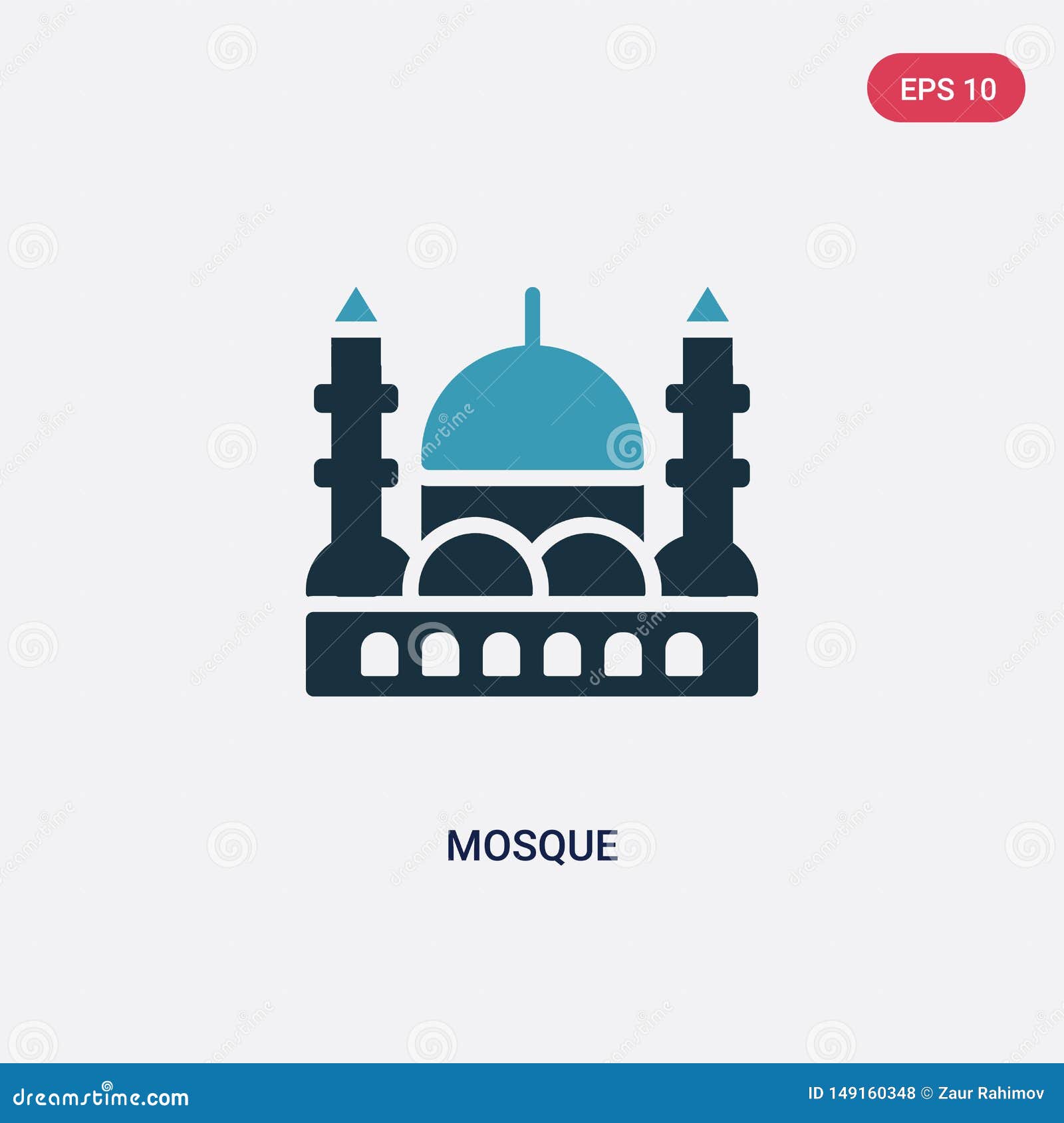 Two Color Mosque Vector Icon from Monuments Concept. Isolated Blue ...