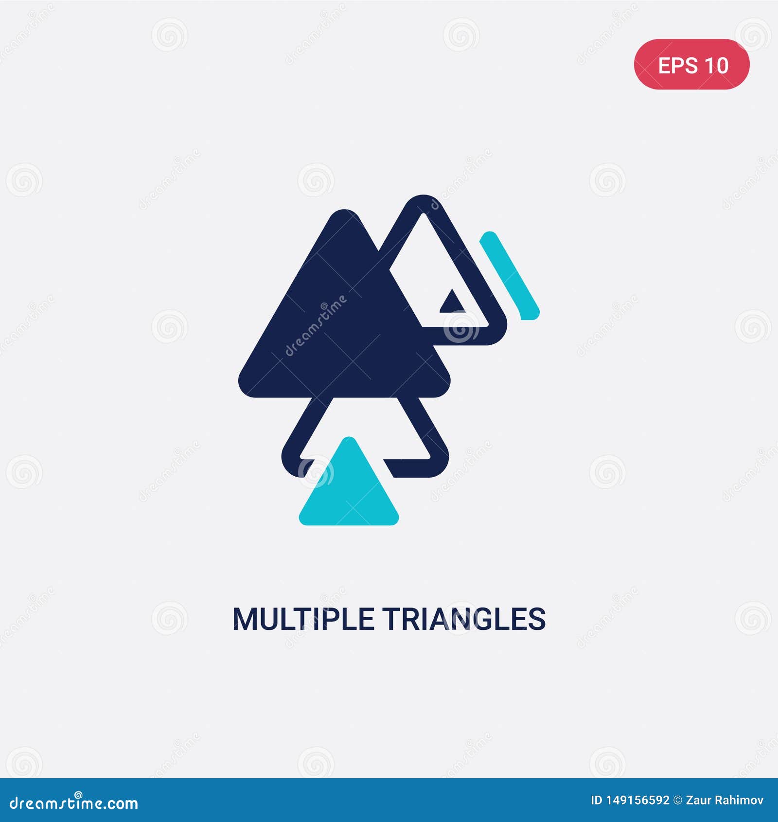 Two Color Multiple Line Vector Icon From Shapes Concept. Isolated Blue ...