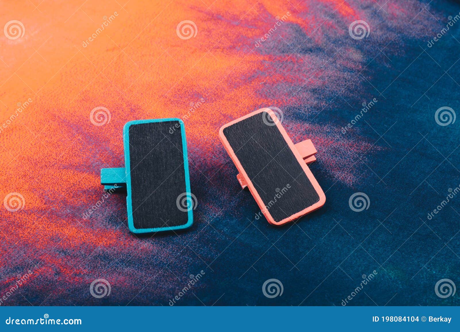 Two Color Noticeboards on a Colorful Background Stock Photo - Image of ...