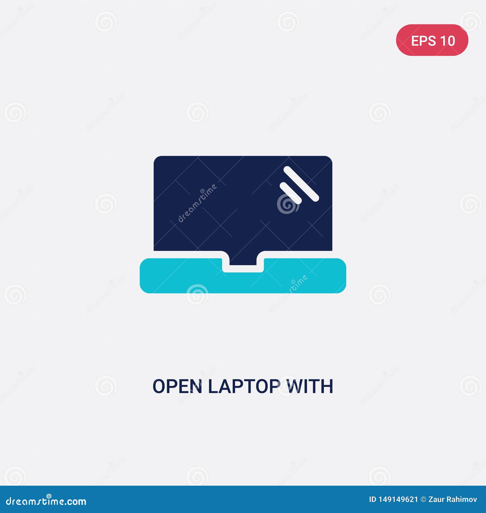 Two Color Open Laptop with Shining Screen Vector Icon from Computer ...