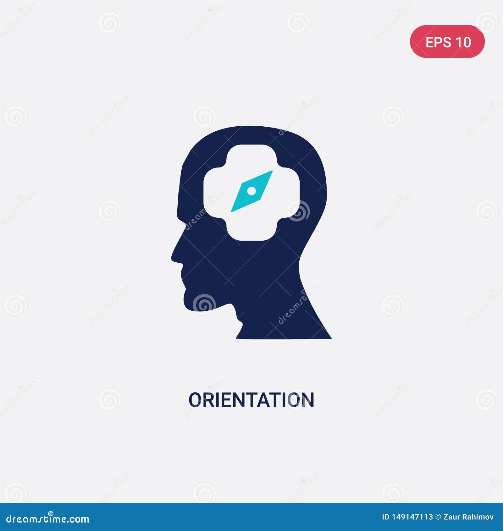 Two Color Orientation Vector Icon from Brain Process Concept. Isolated ...