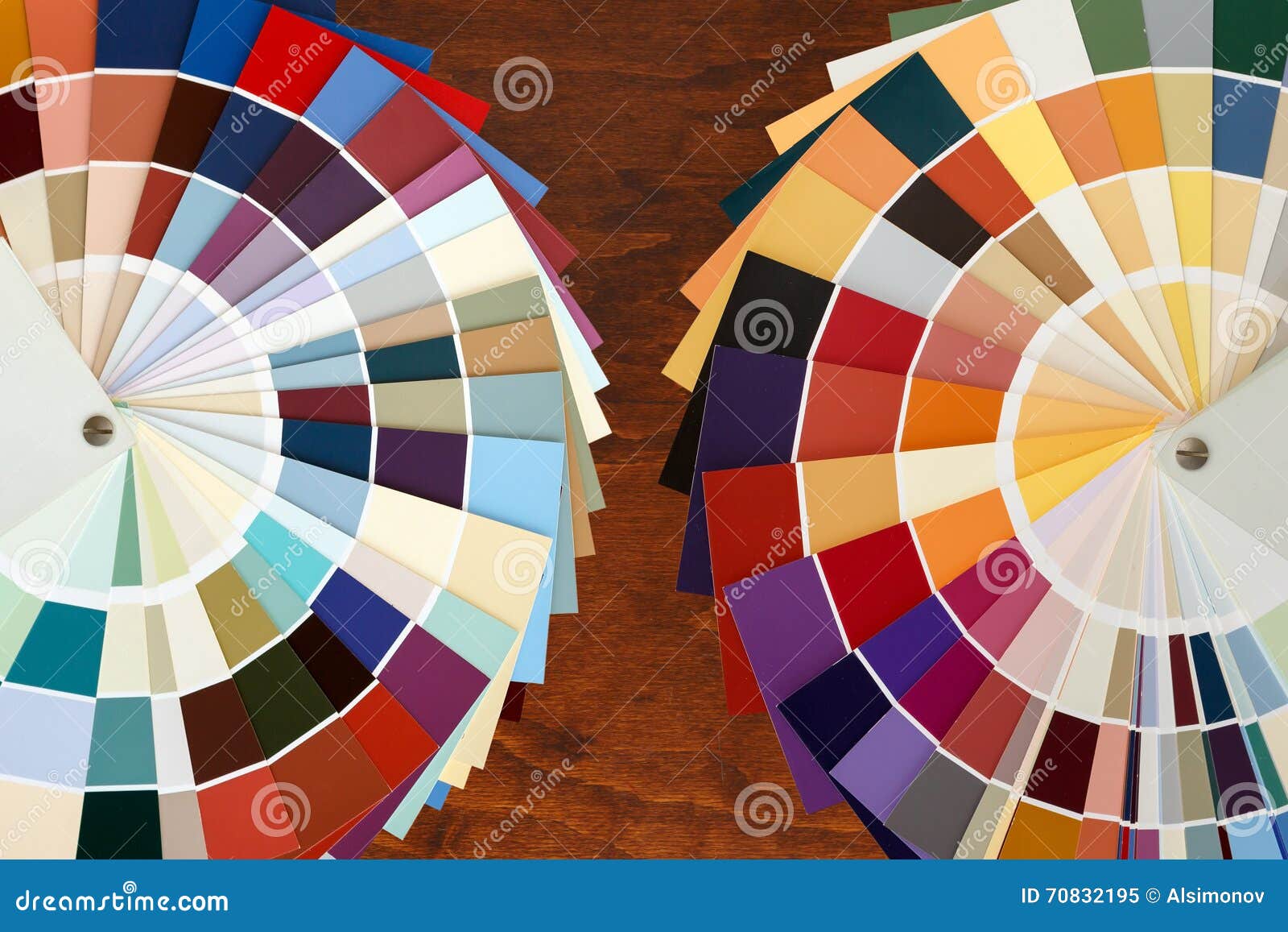 Two Color Palette Guide on the Wooden Background. Stock Image - Image ...