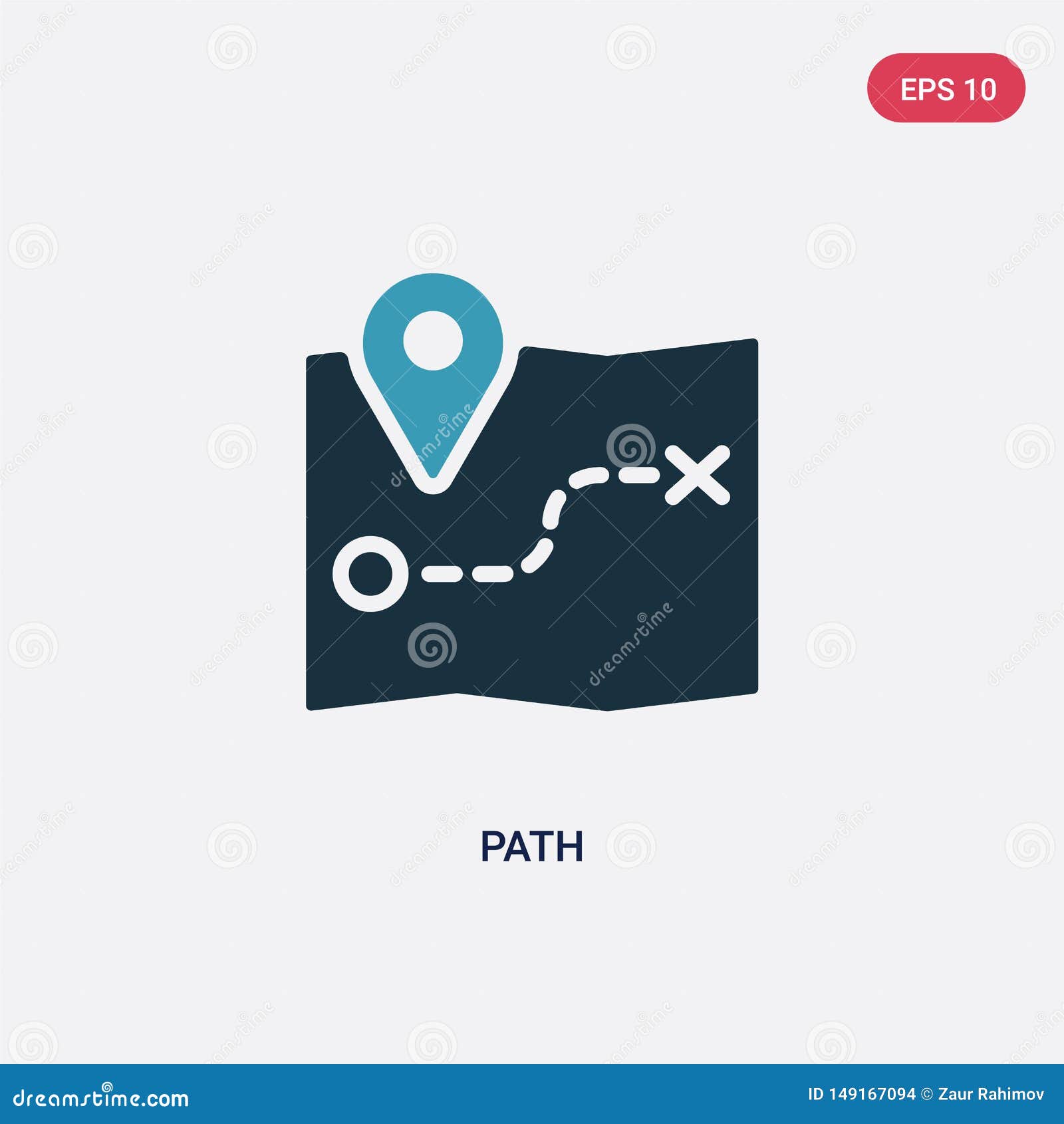 Two Color Path Vector Icon from Strategy Concept. Isolated Blue Path ...