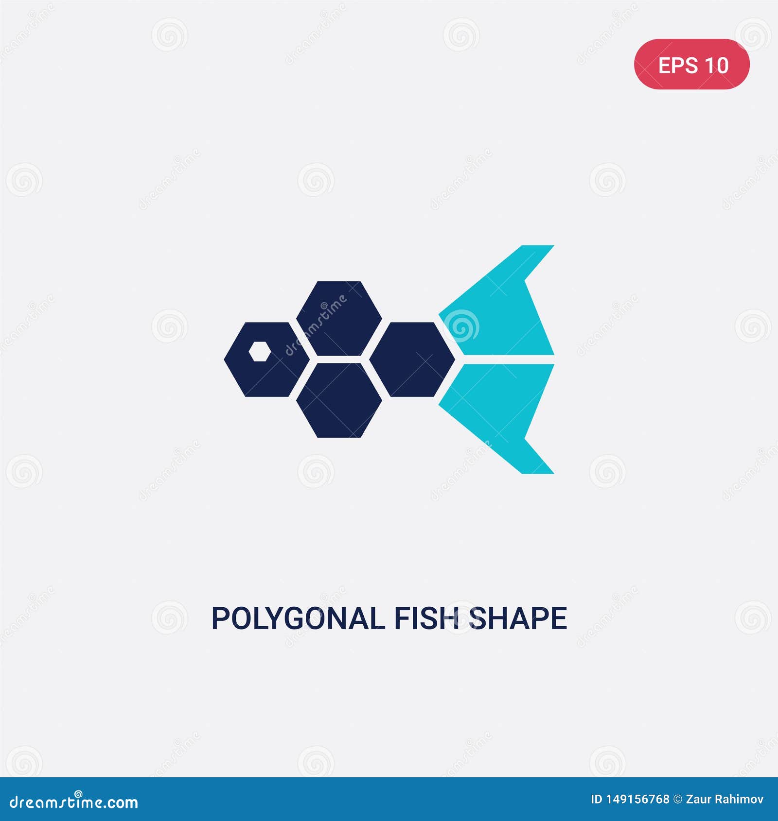 Two Color Polygonal Fish Shape of Small Triangles Vector Icon from ...