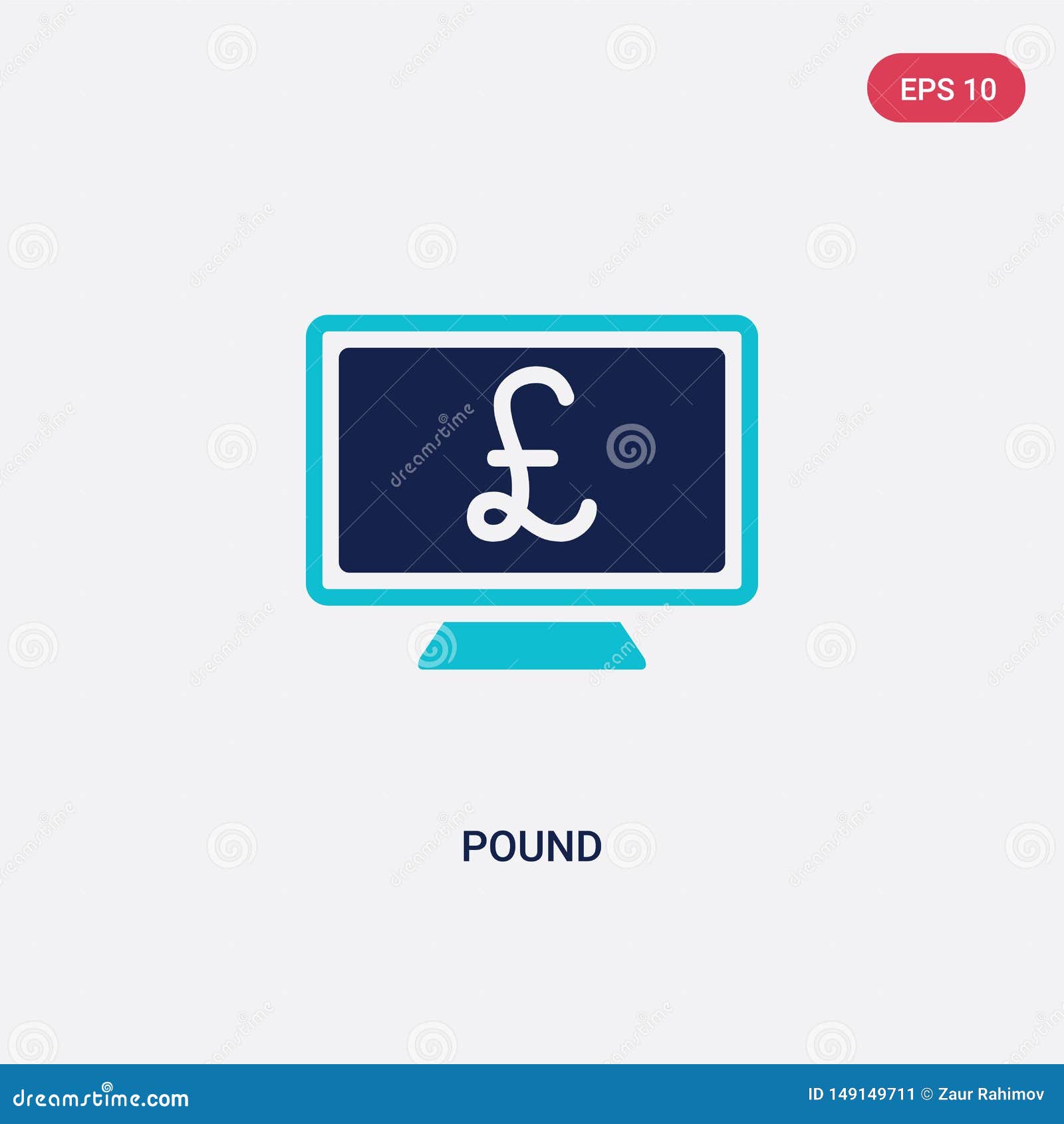 Two Color Pound Vector Icon from Computer Concept. Isolated Blue Pound ...
