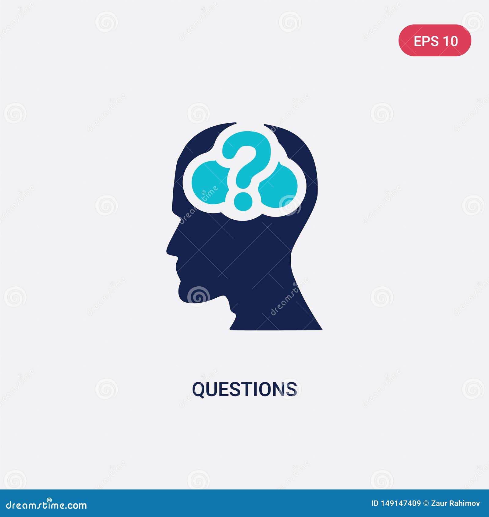 Two Color Questions Vector Icon from Brain Process Concept. Isolated ...