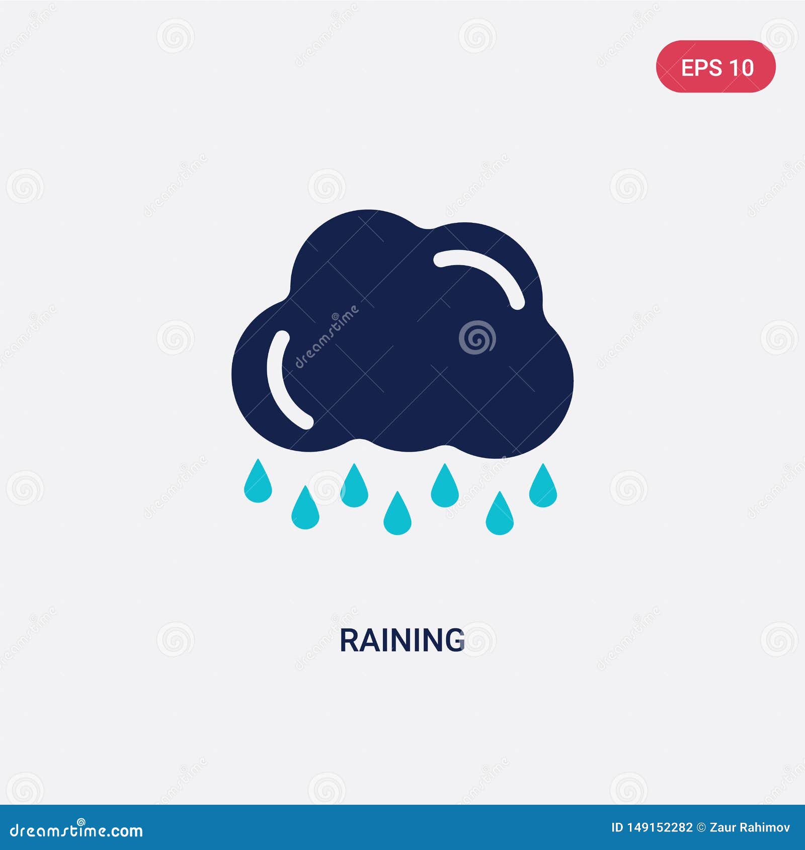 Two Color Raining Vector Icon from Ecology Concept. Isolated Blue ...