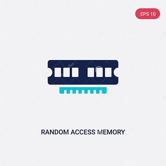 Two Color Random Access Memory Chip Vector Icon from Computer Concept. Isolated Blue Random ...