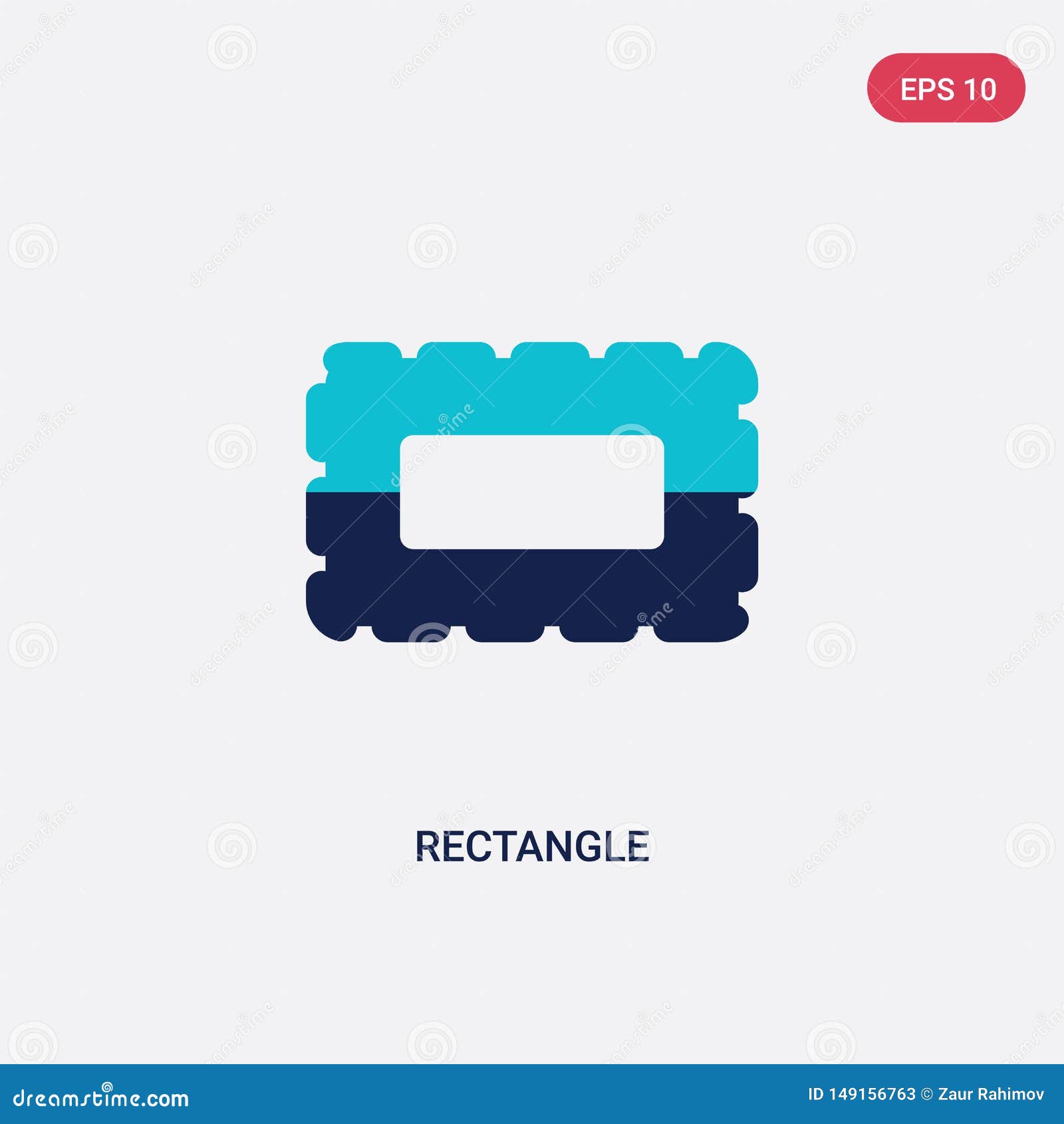 Two Color Rectangle Vector Icon from Geometry Concept. Isolated Blue ...