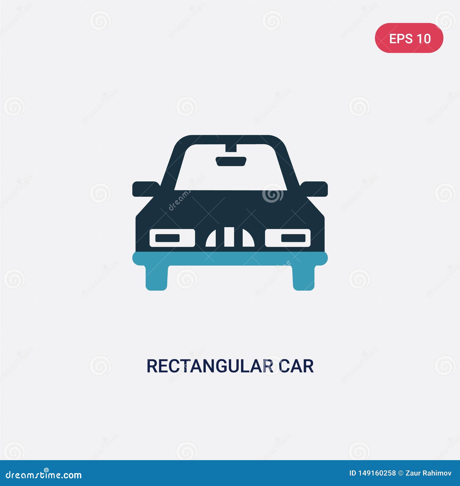 Two Color Rectangular Car Front Vector Icon from Mechanicons Concept ...