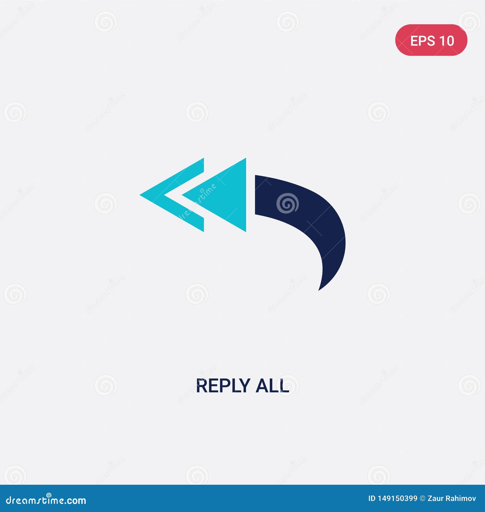 Two Color Reply All Vector Icon from Content Concept. Isolated Blue ...
