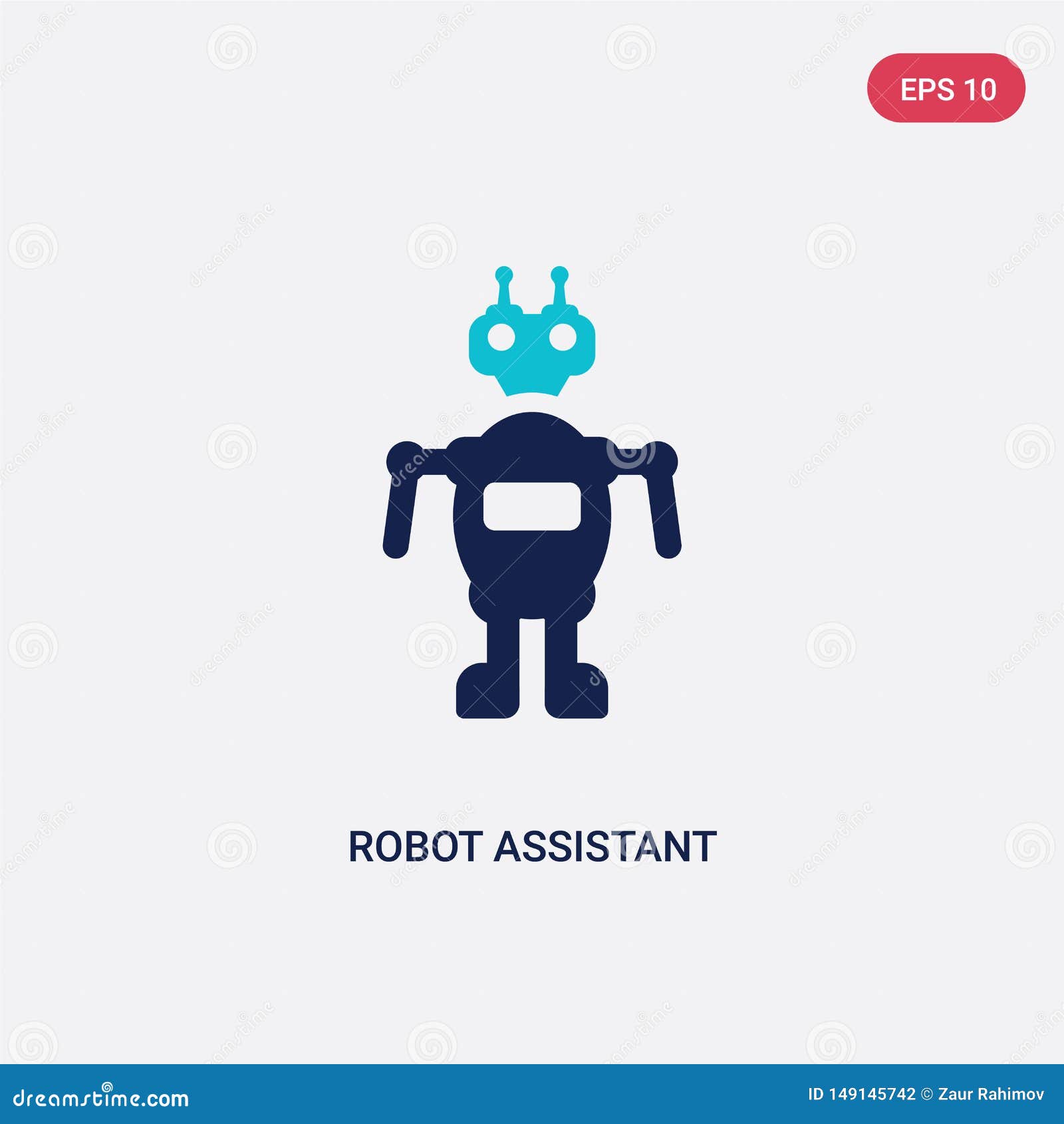 Two Color Robot Assistant Vector Icon from Artificial Intellegence ...
