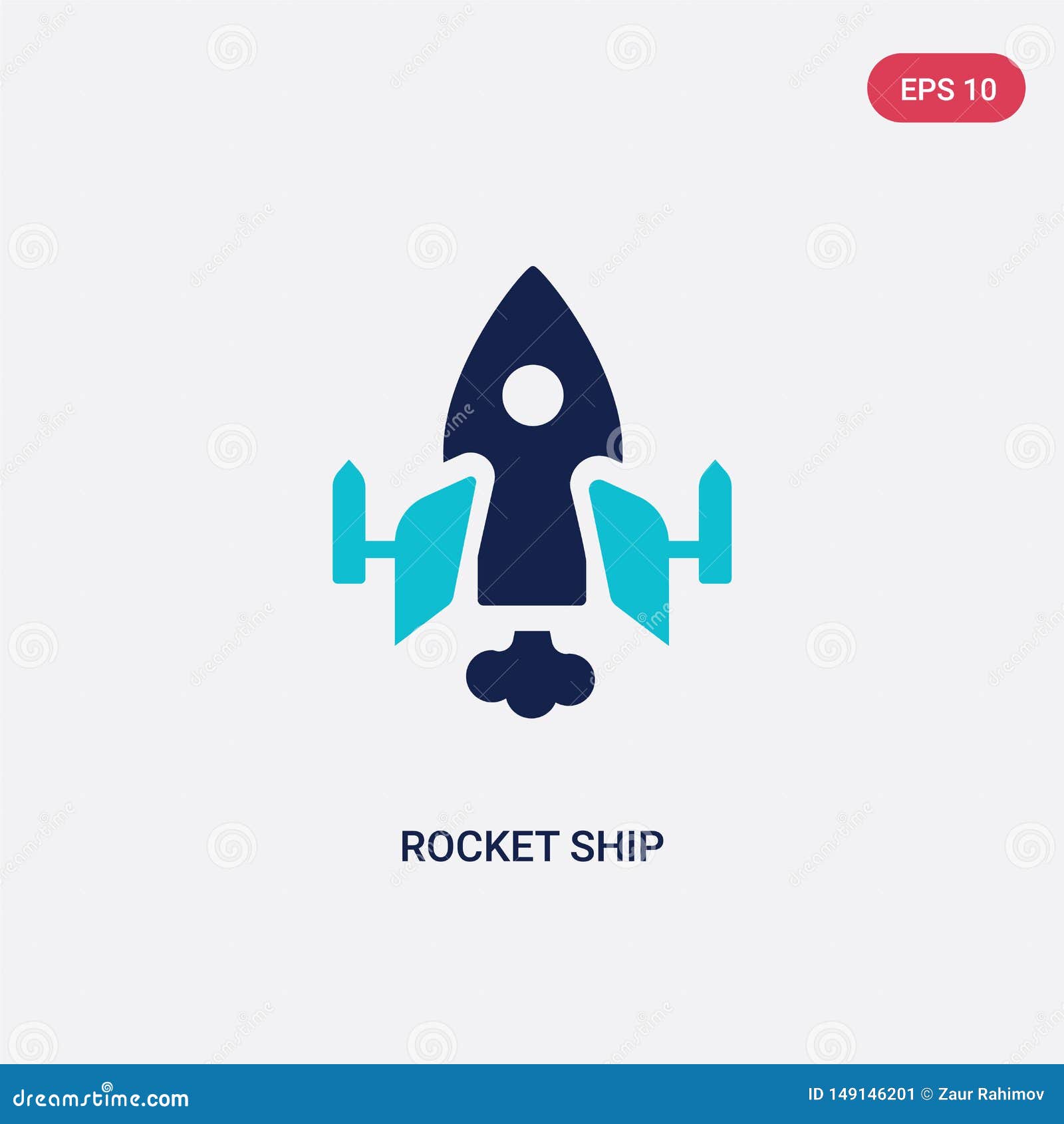 Two Color Rocket Ship Vector Icon from Astronomy Concept. Isolated Blue ...