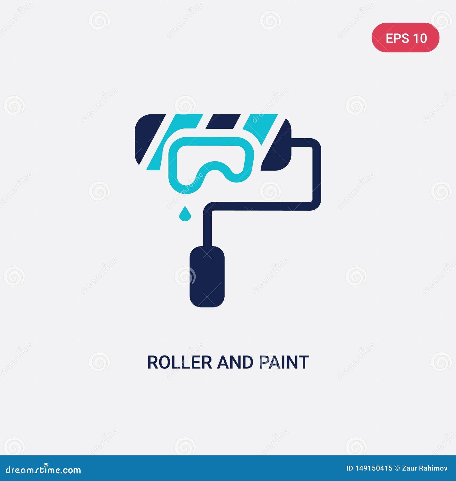 Two Color Roller and Paint Vector Icon from Construction Concept ...
