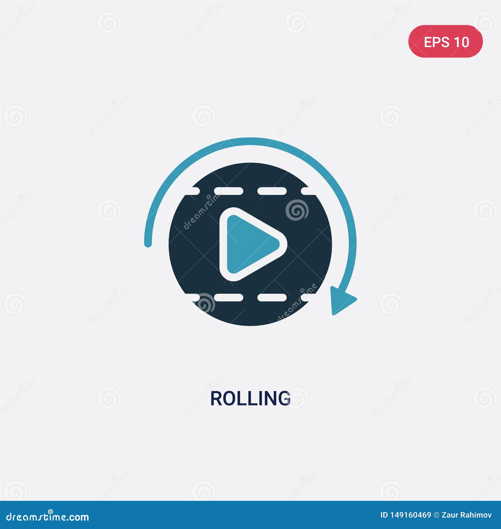 Two Color Rolling Vector Icon from Multimedia Concept. Isolated Blue ...